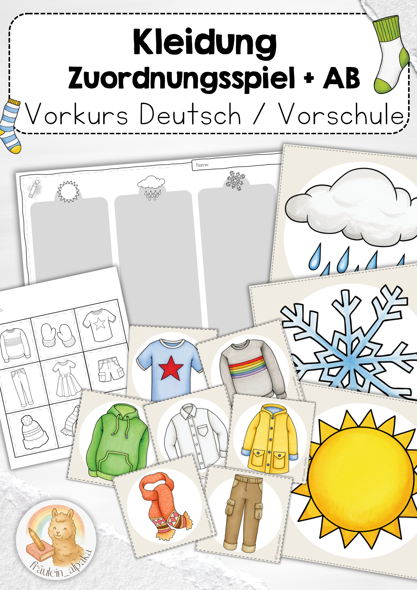 DaZ / Vorkurs Deutsch – Kleidung & Wetter – Arbeitsblatt zur ...