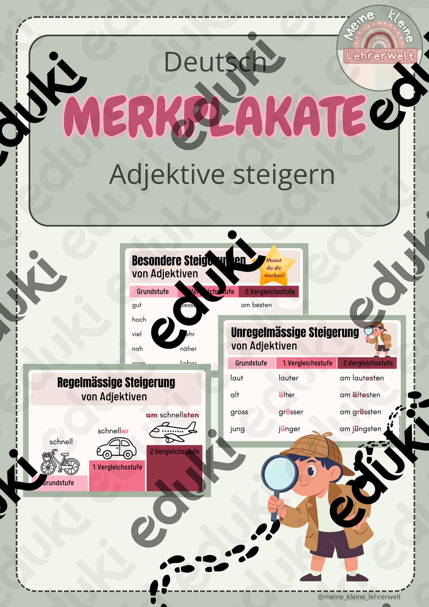 Merkplakate - Adjektive steigern – Unterrichtsmaterial im Fach Deutsch