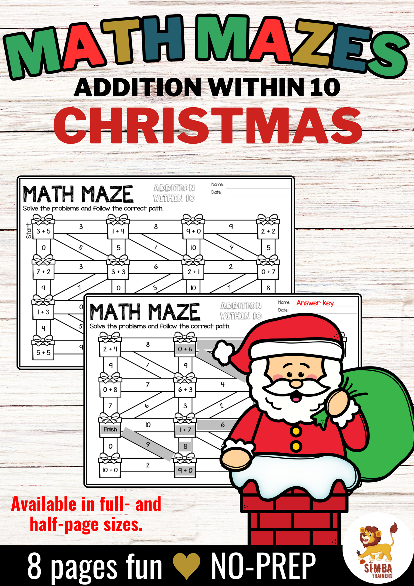 Math Maze - Addition within 10 (Christmas) – Unterrichtsmaterial in den ...