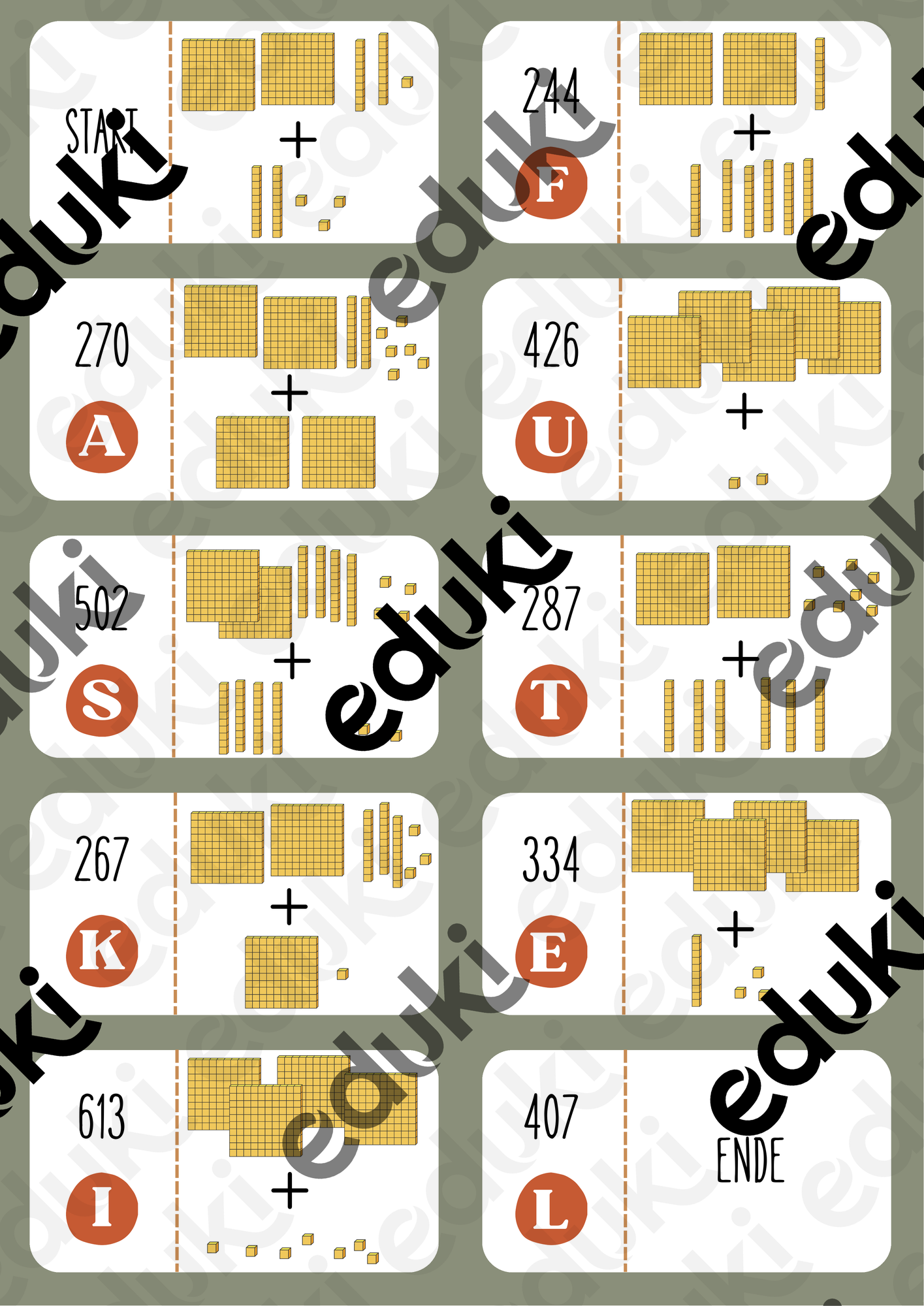 Domino Addition und Subtrakion bildliche Darstellung – Unterrichtsmaterial im Fach Mathematik