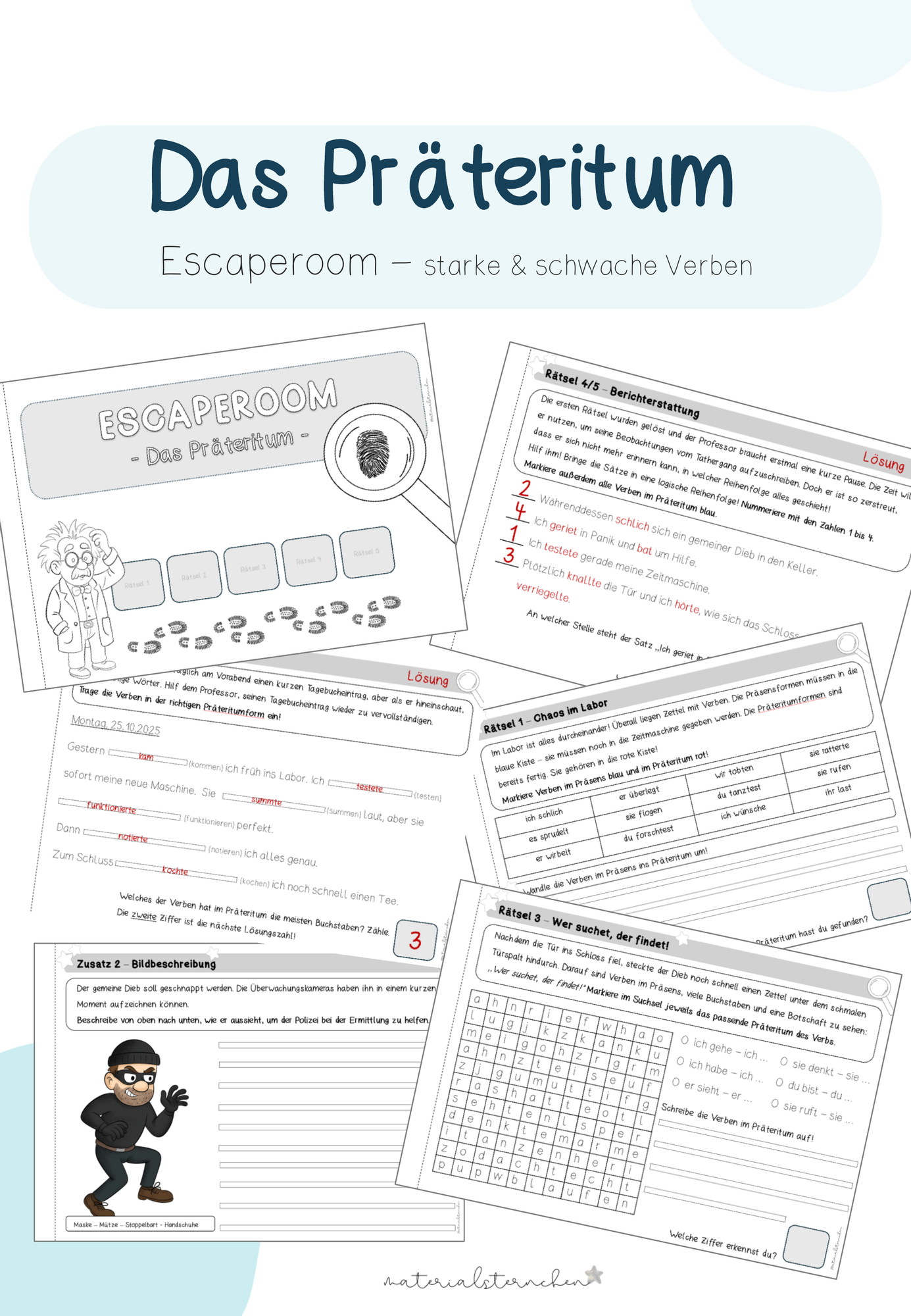 Das Präteritum - Escaperoom (starke & schwache Verben ...