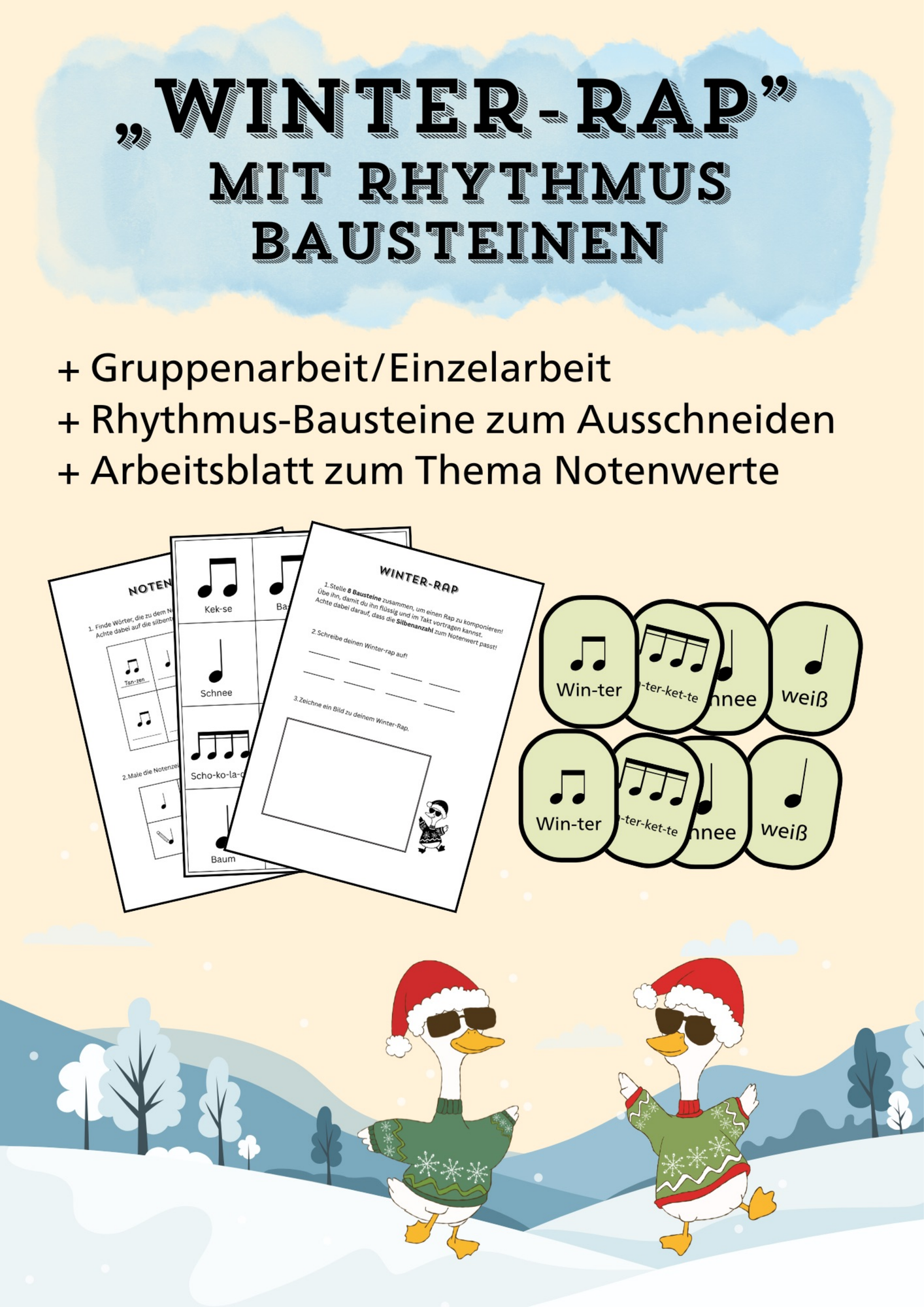 Winter-Rap mit Rhythmus-bausteinen – Unterrichtsmaterial im Fach Musik