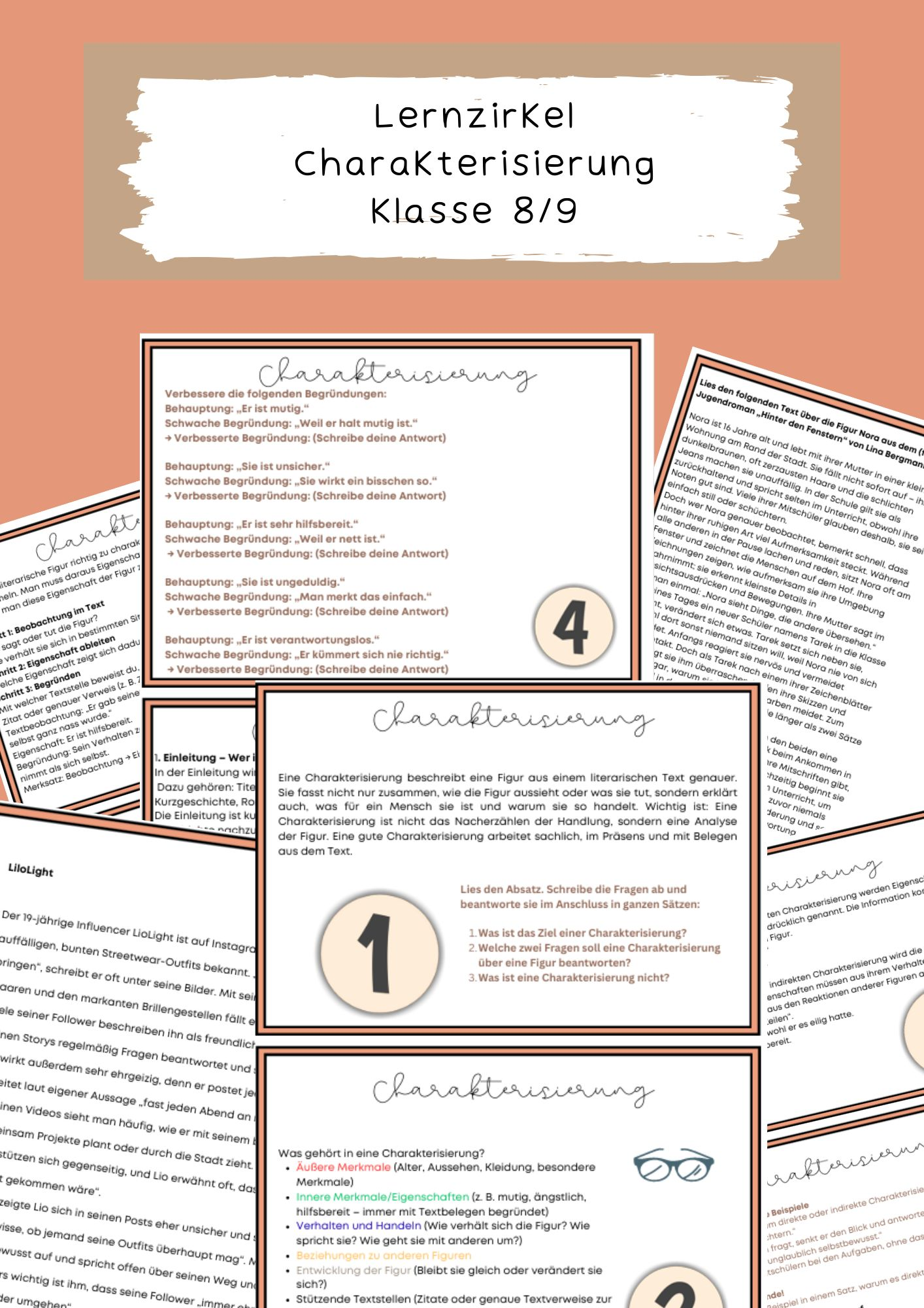 Lernzirkel Charakterisierung | Klasse 8 und 9 | Vertretung | Vertiefung – Unterrichtsmaterial im ...