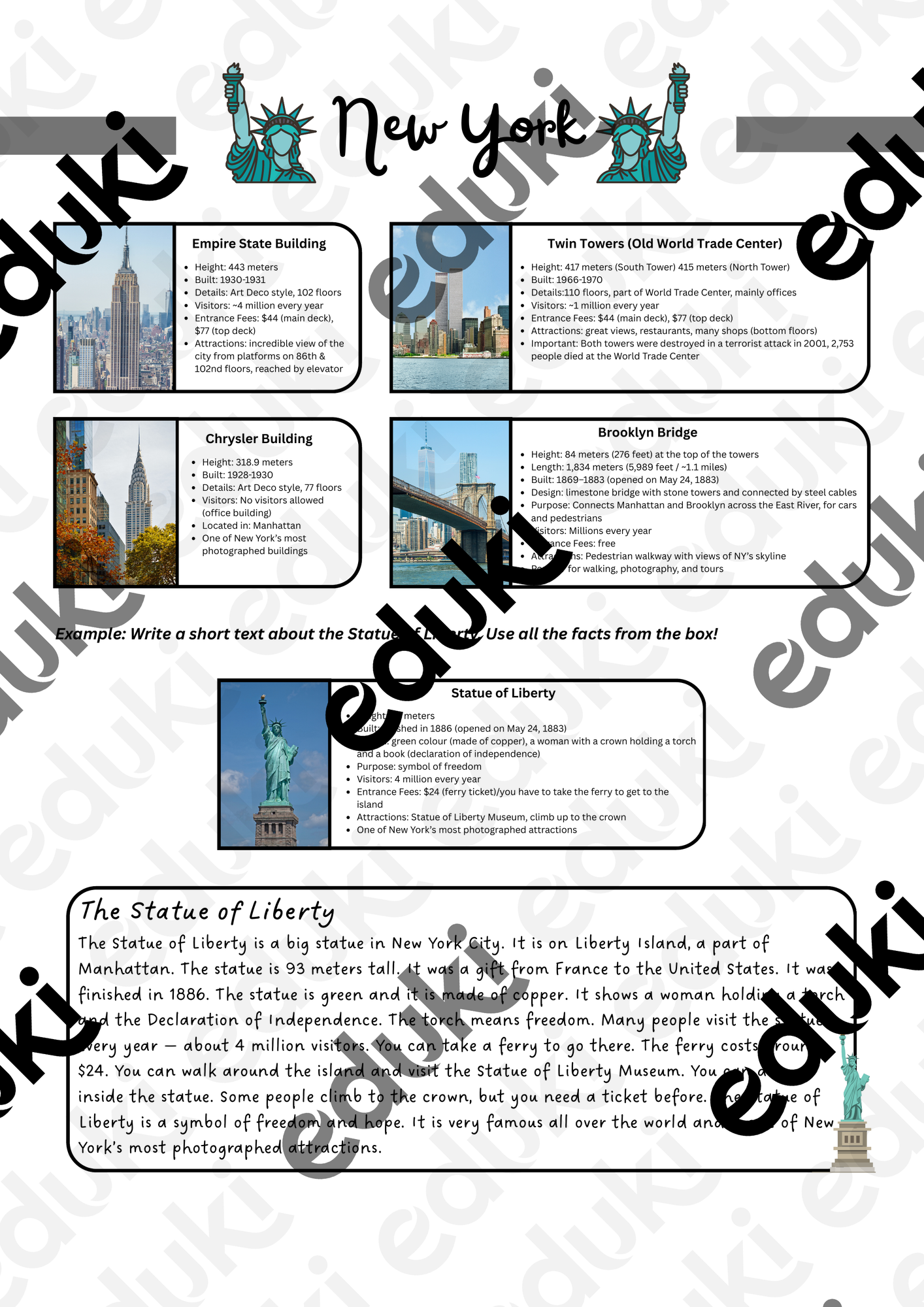 New York Writing Task (More! 4 Unit 3) – Unterrichtsmaterial im Fach ...