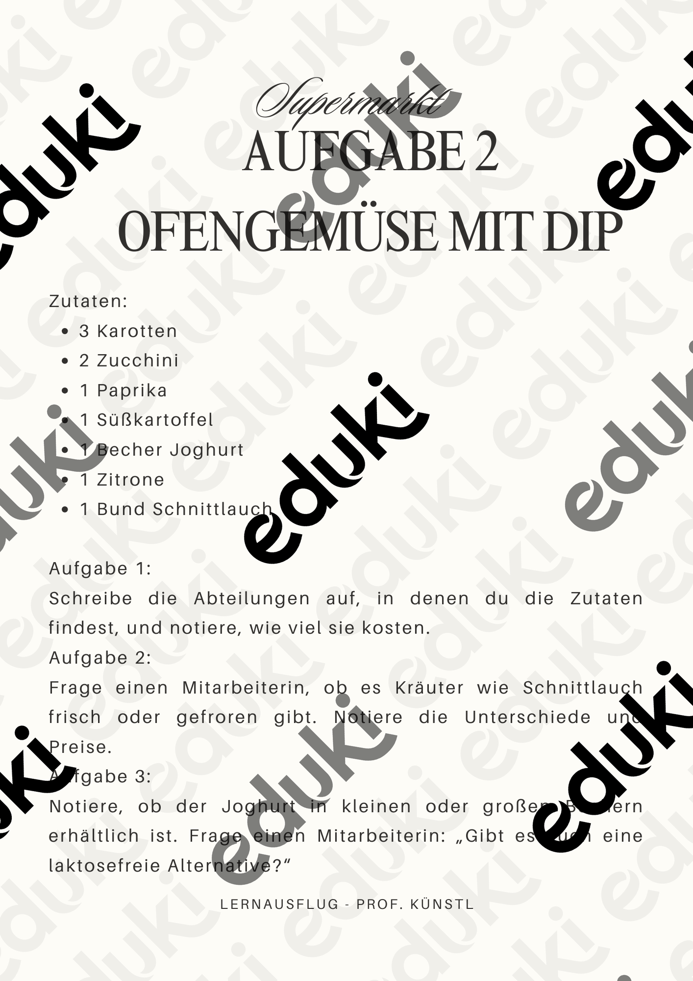12. Seite Arbeitspaket Supermarkt Daf Daz-Material ...