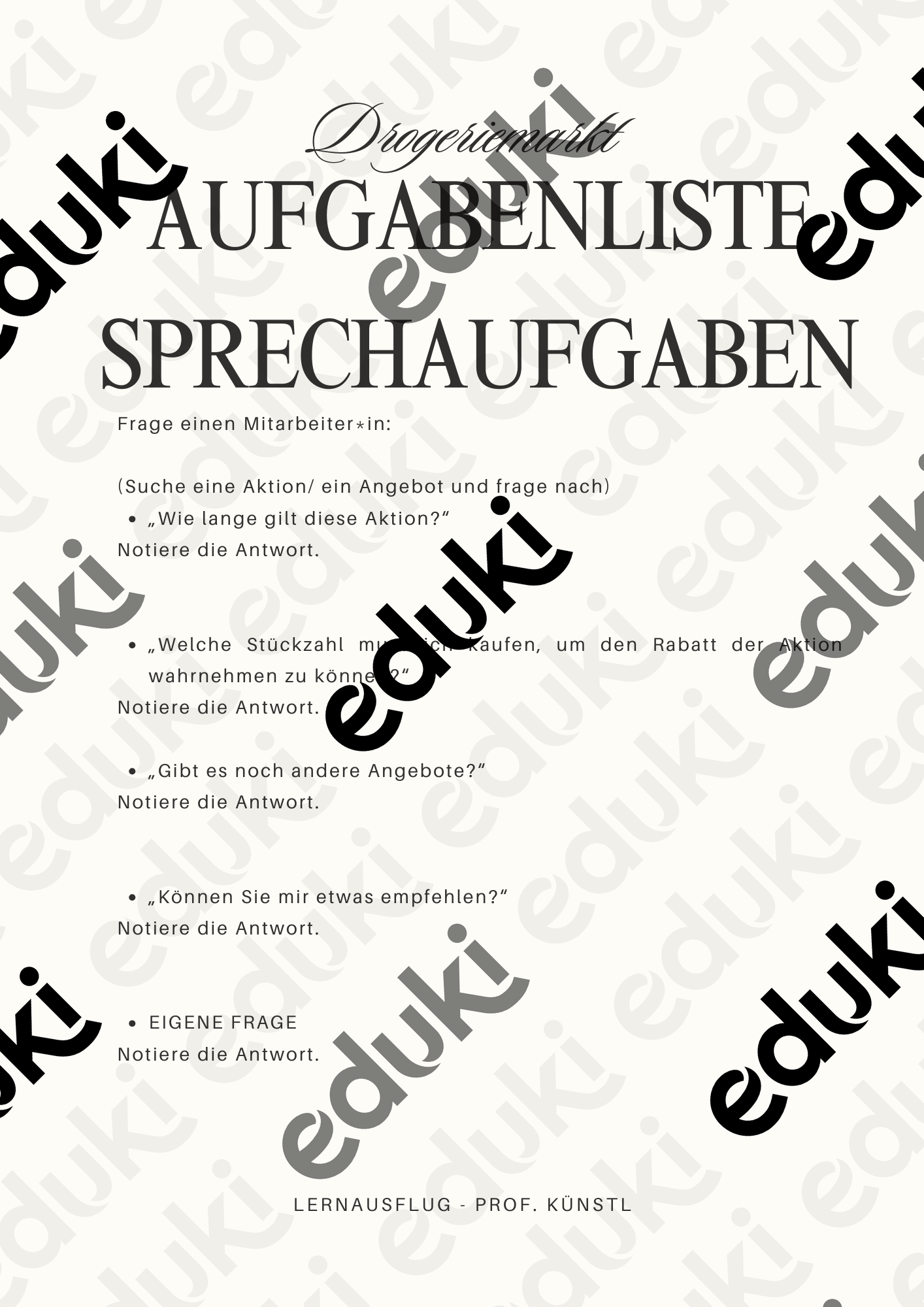 16. Seite Arbeitspaket Supermarkt Daf Daz-Material ...