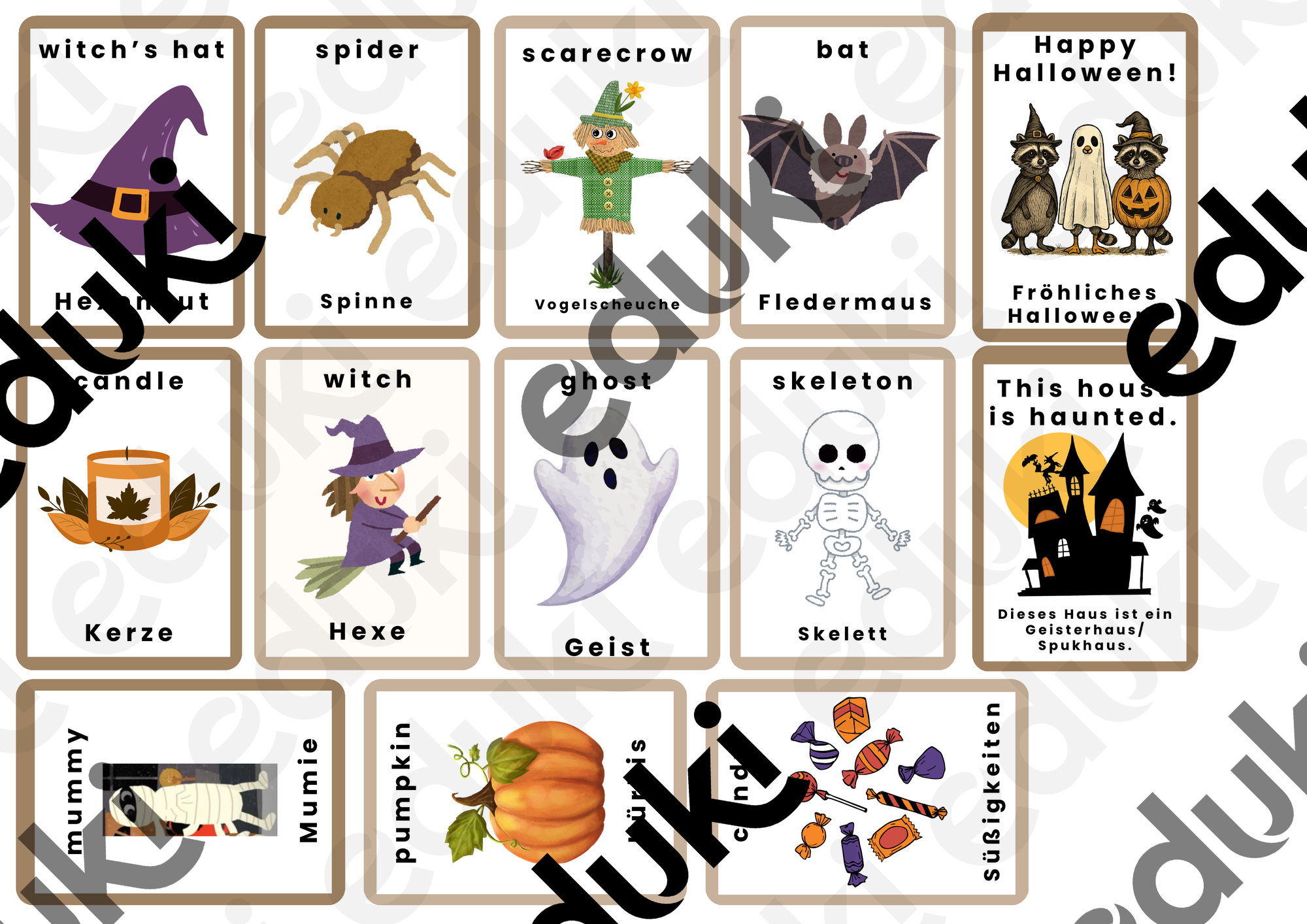 BINGO CARDS Halloween words 1st grade – Unterrichtsmaterial im Fach ...