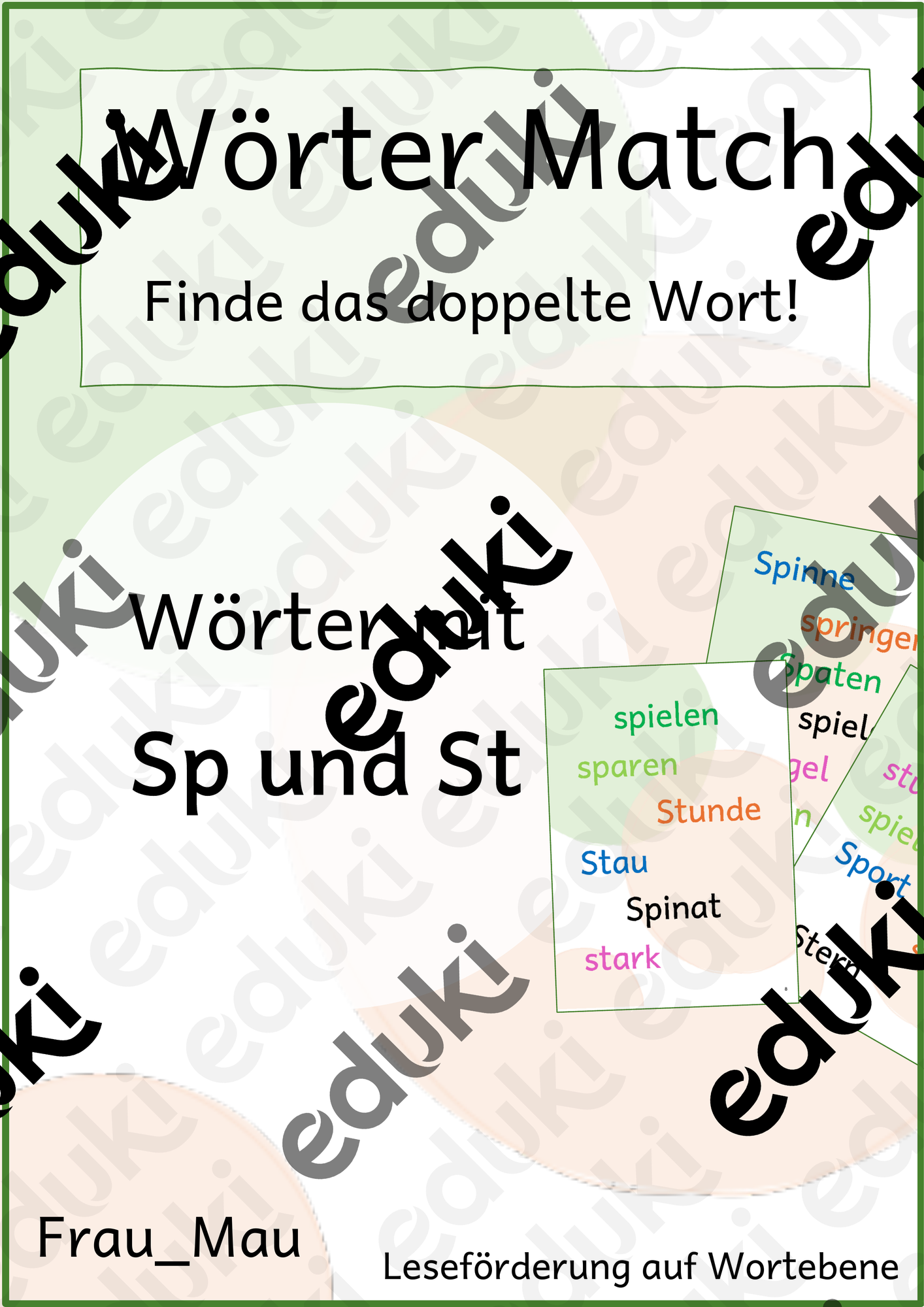 Wörter Match: Wörter mit Sp und St – Unterrichtsmaterial im Fach Deutsch