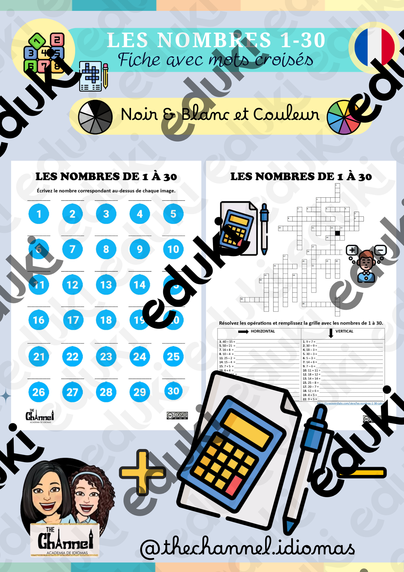 LES NOMBRES DE 1 À 30 – Fiche avec mots croisés - Ressource pédagogique ...