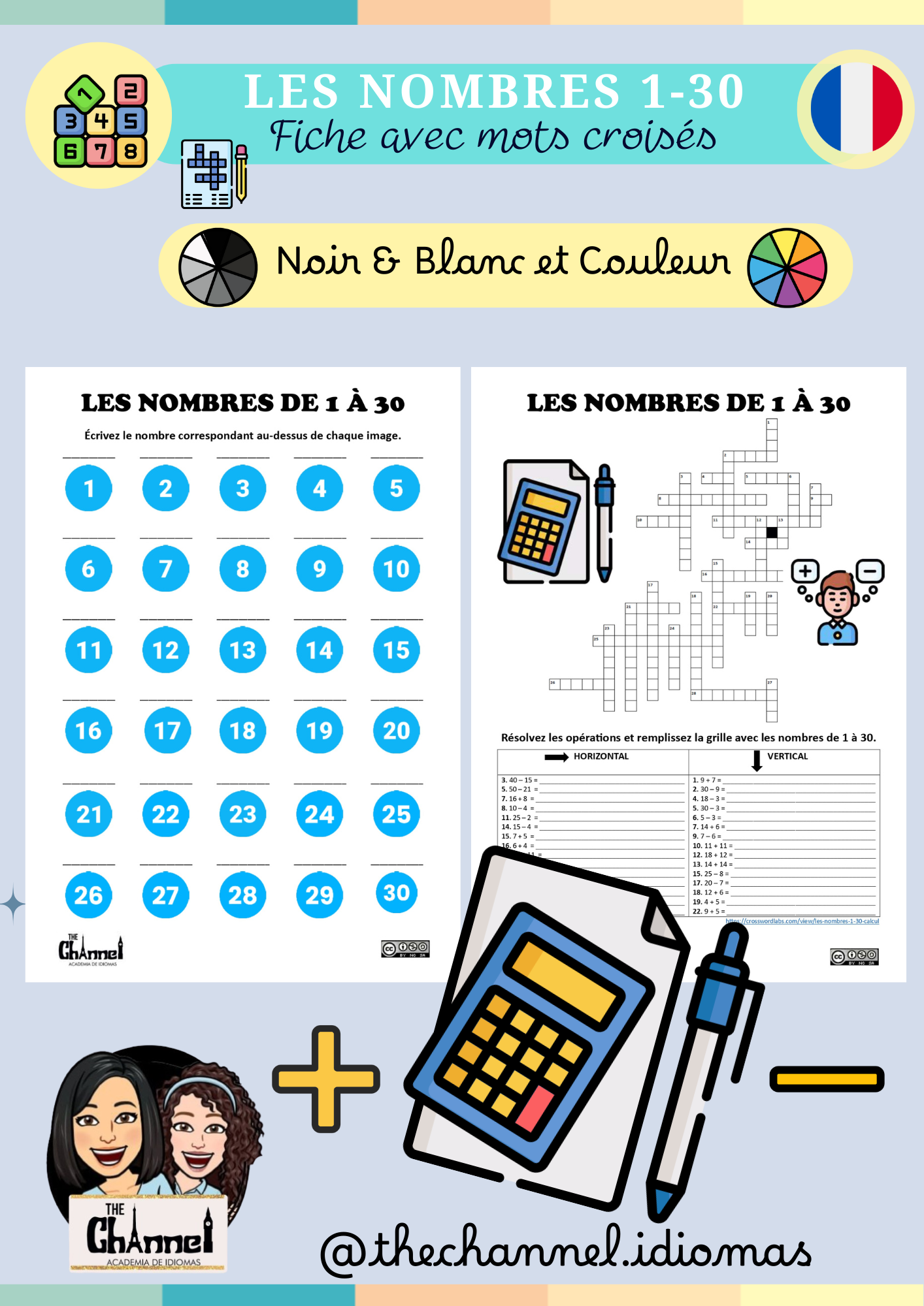 LES NOMBRES DE 1 À 30 – Fiche avec mots croisés – Unterrichtsmaterial ...