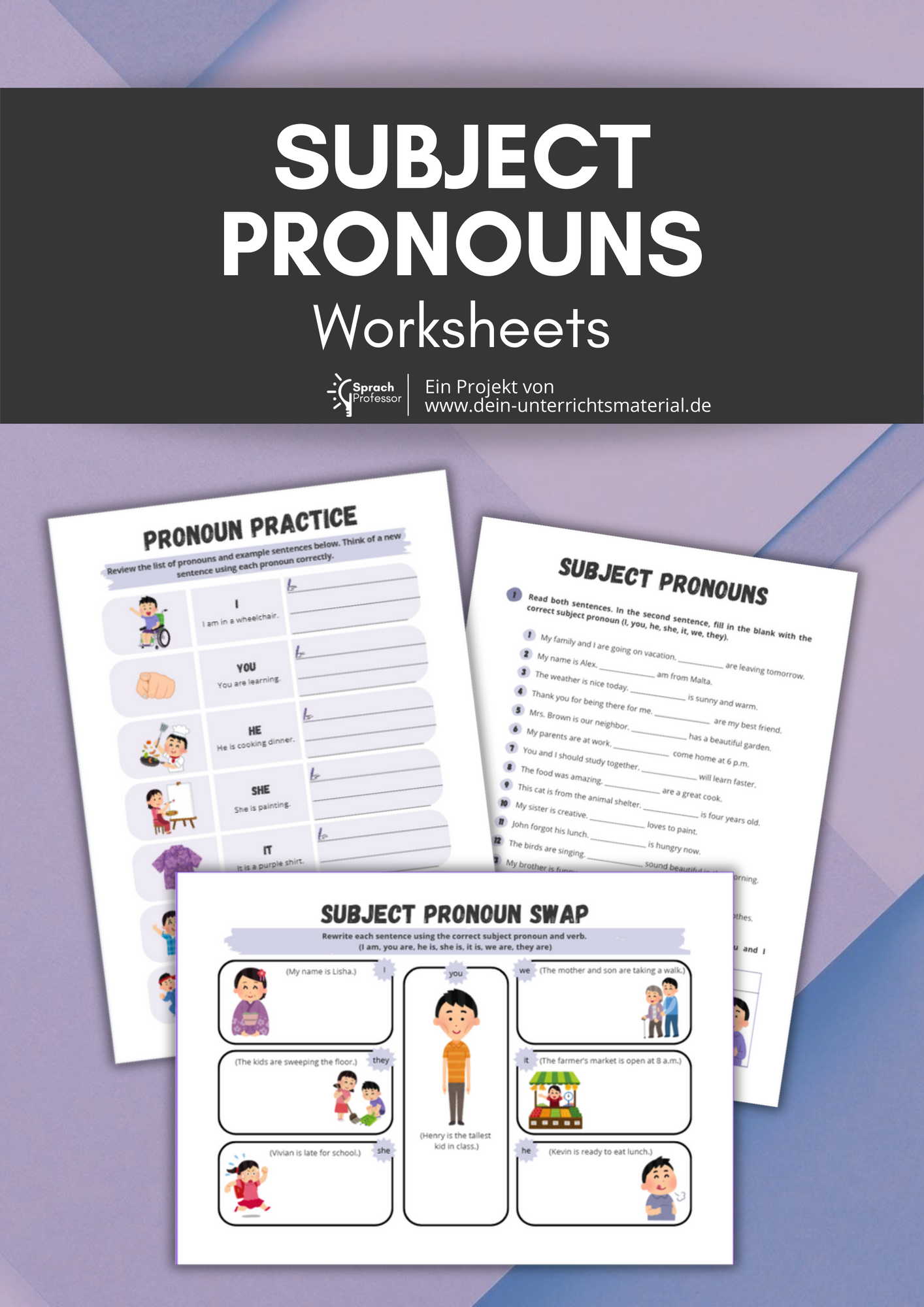 Grammar - Subject Pronouns (3 Exercises) – Unterrichtsmaterial im Fach ...