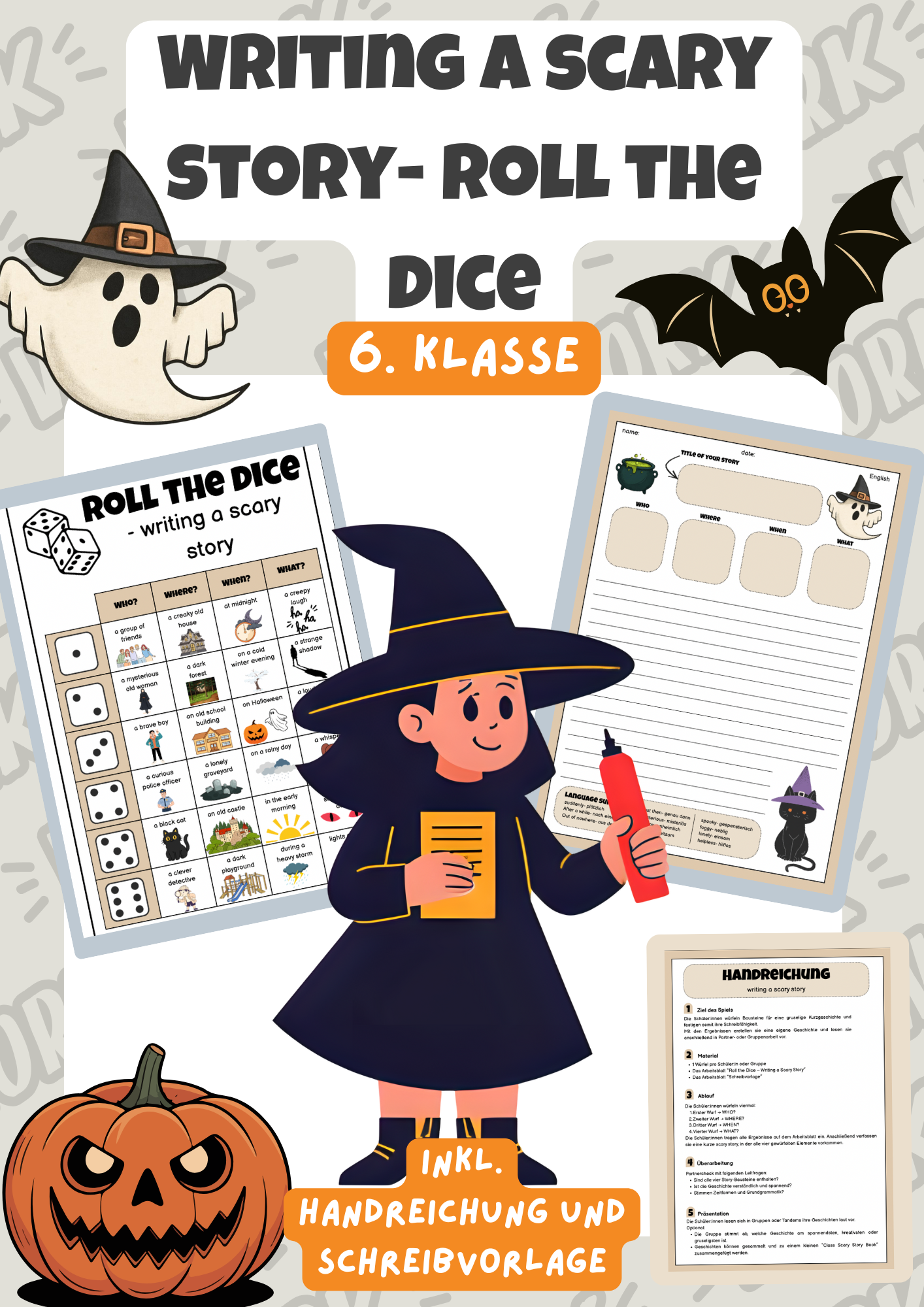 Roll the dice- writing a scary story | Englisch, 6./7. Klasse ...