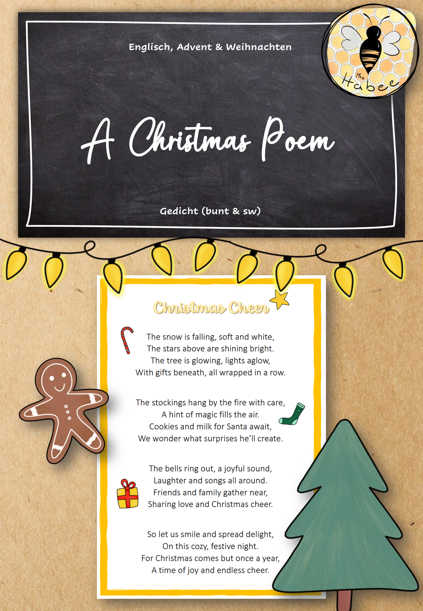 Poem: Christmas Cheer (Gedicht/Weihnachten/Weihnachtsfreude/simple Past ...