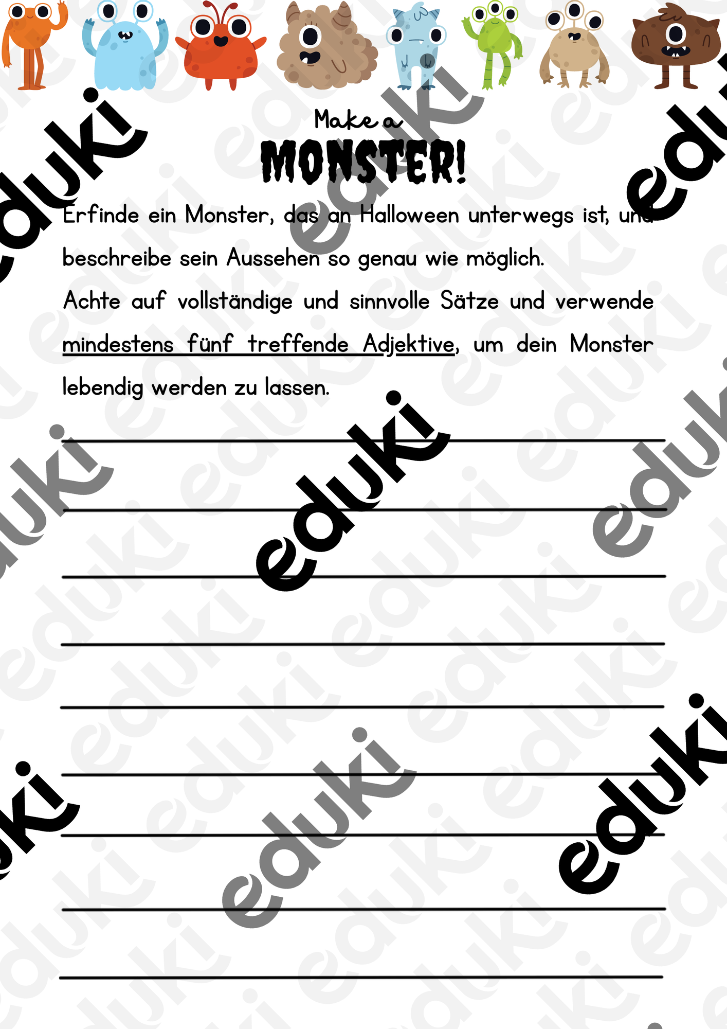 Monster beschreiben – Adjektiv üben – Unterrichtsmaterial im Fach Deutsch