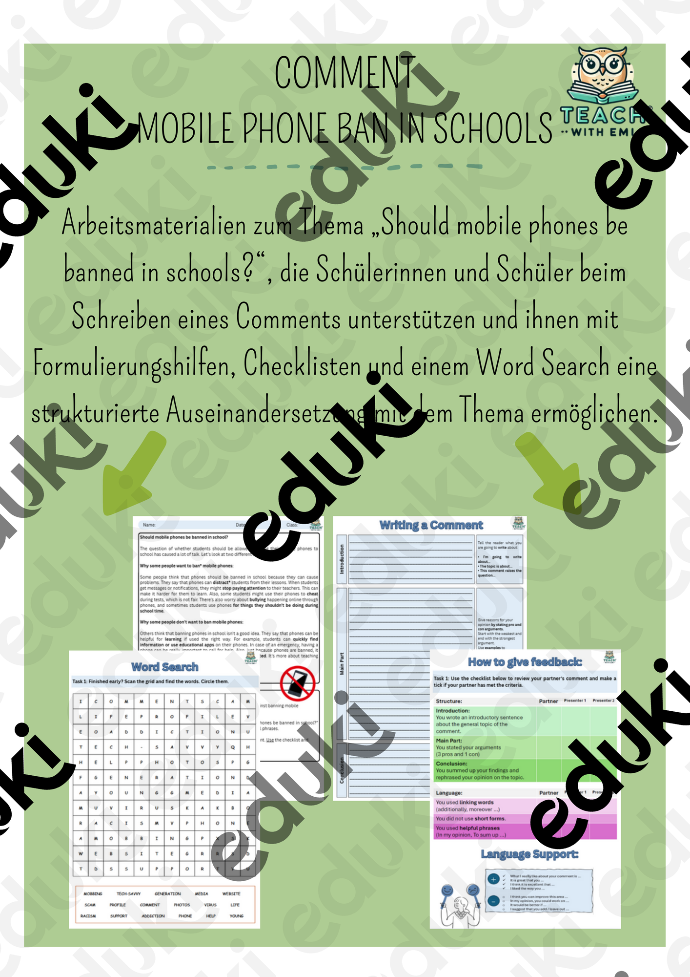 Comment: Mobile Phone Ban in Schools – Unterrichtsmaterial im Fach Englisch
