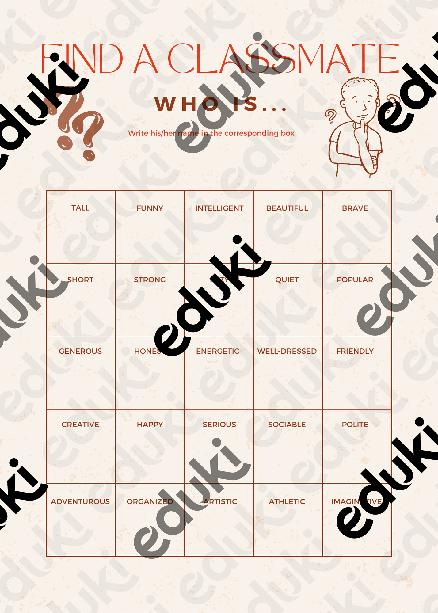 Find a Classmate Who - material de la siguiente asignatura Inglés / English