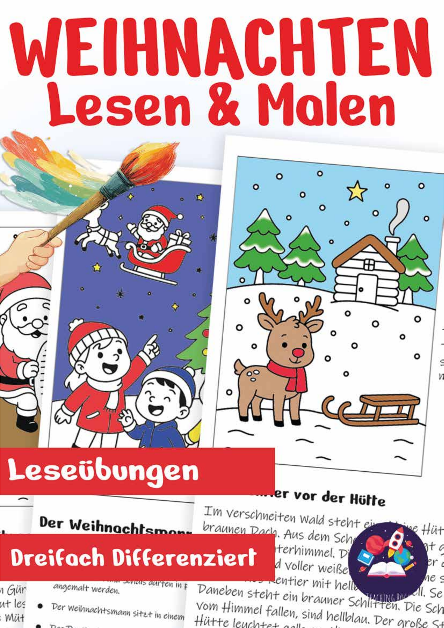Lesen und Malen Weihnachten - Lesetraining Klasse 1, Klasse 2, Klasse 3 ...