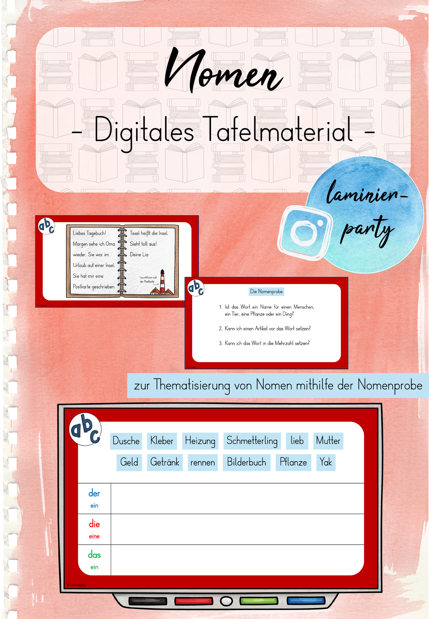 Digitale Tafelbilder: Nomen (Kl. 2) – Unterrichtsmaterial im Fach Deutsch