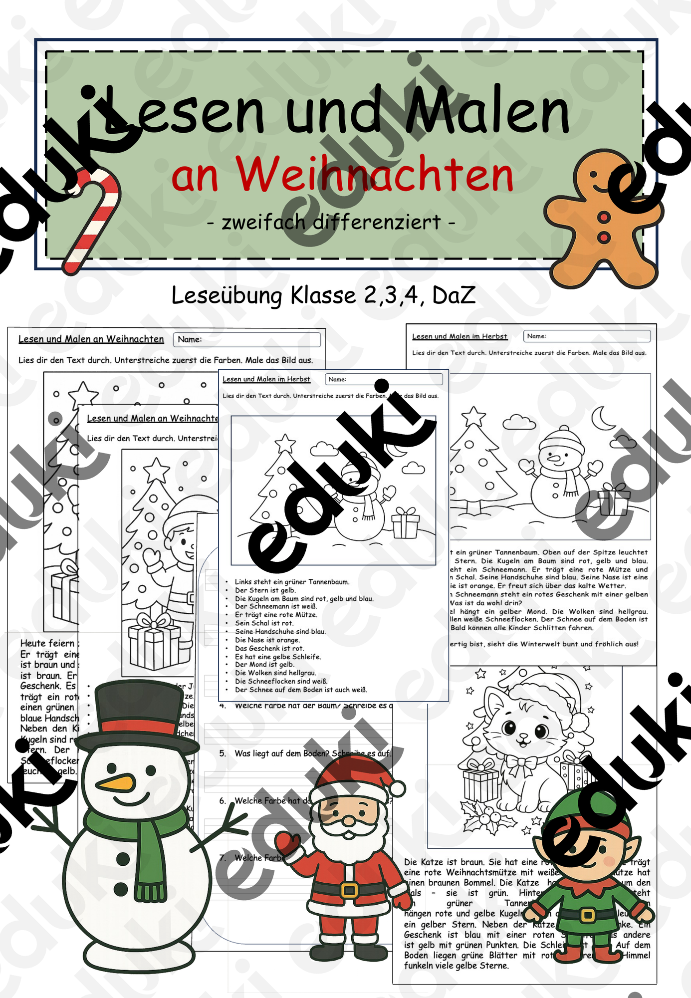 Lesen und Malen an Weihnachten – Unterrichtsmaterial im Fach Deutsch