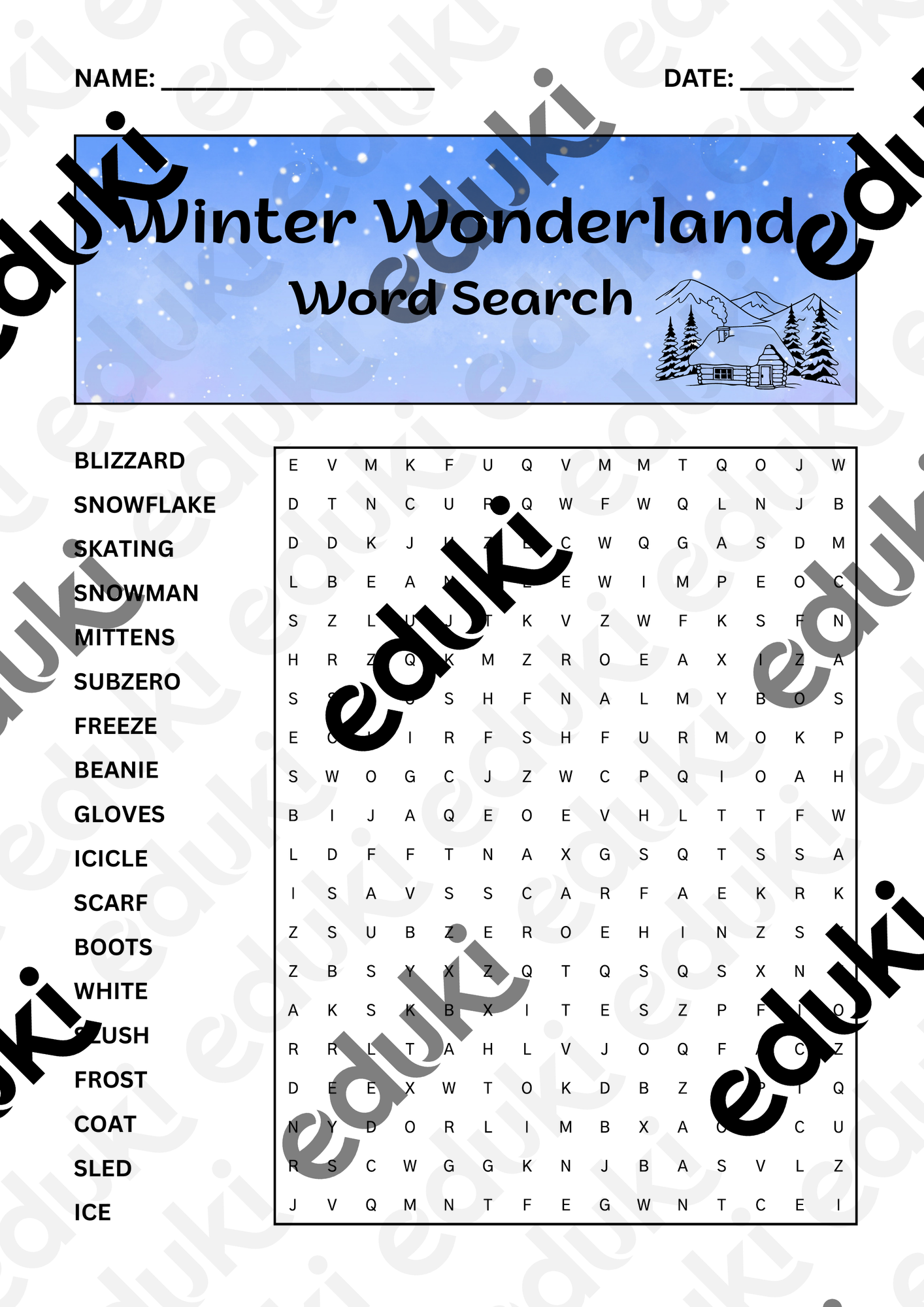 Winter Wonderland - Word Search – Unterrichtsmaterial im Fach Englisch