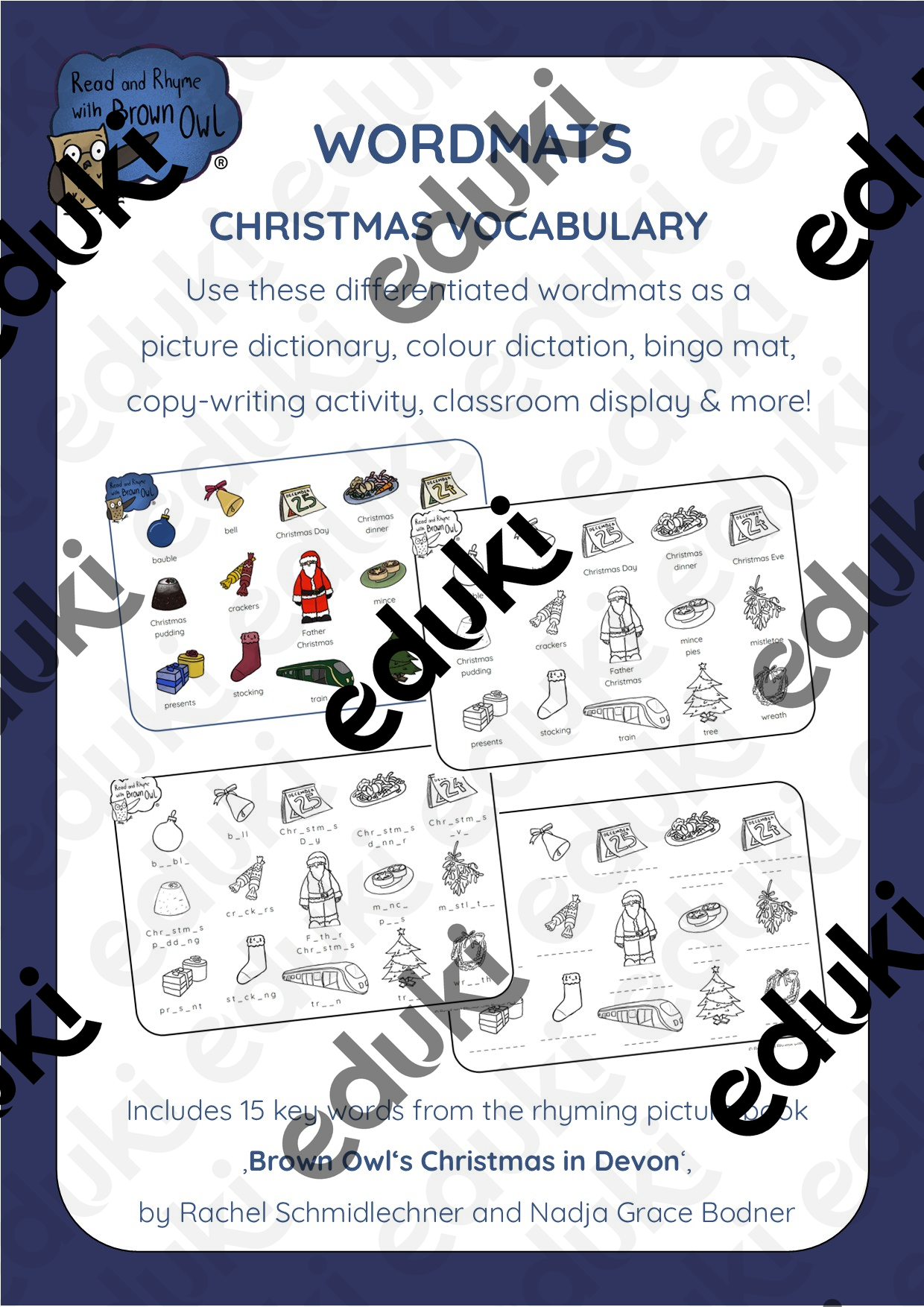 Christmas in Devon - PICTURE DICTIONARY WORDMATS – Unterrichtsmaterial ...