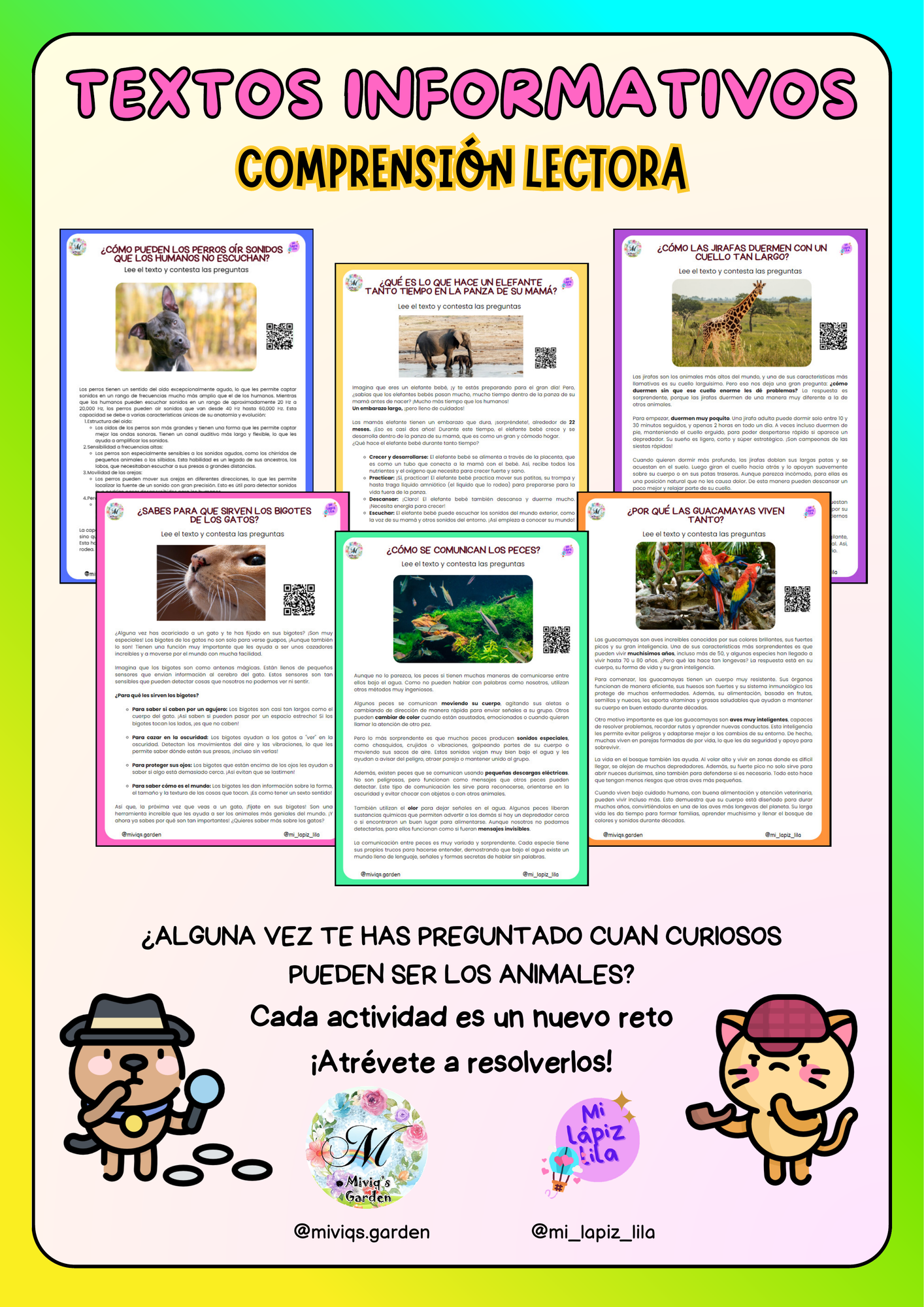 CURIOSIDADES DE LOS ANIMALES (TEXTOS INFORMATIVOS) - material de la ...