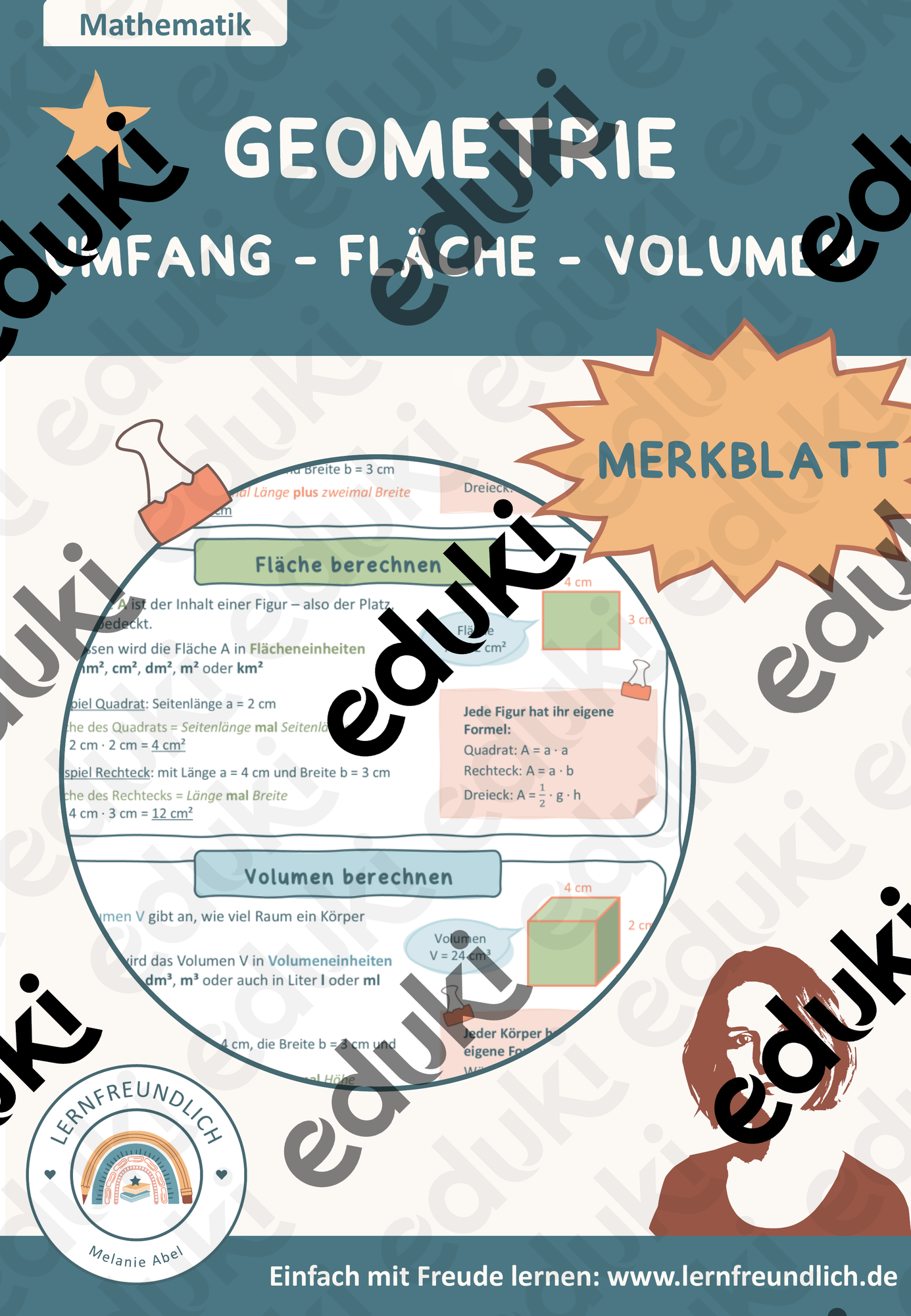 Merkblatt: Umfang Fläche Volumen berechnen – Unterrichtsmaterial im ...