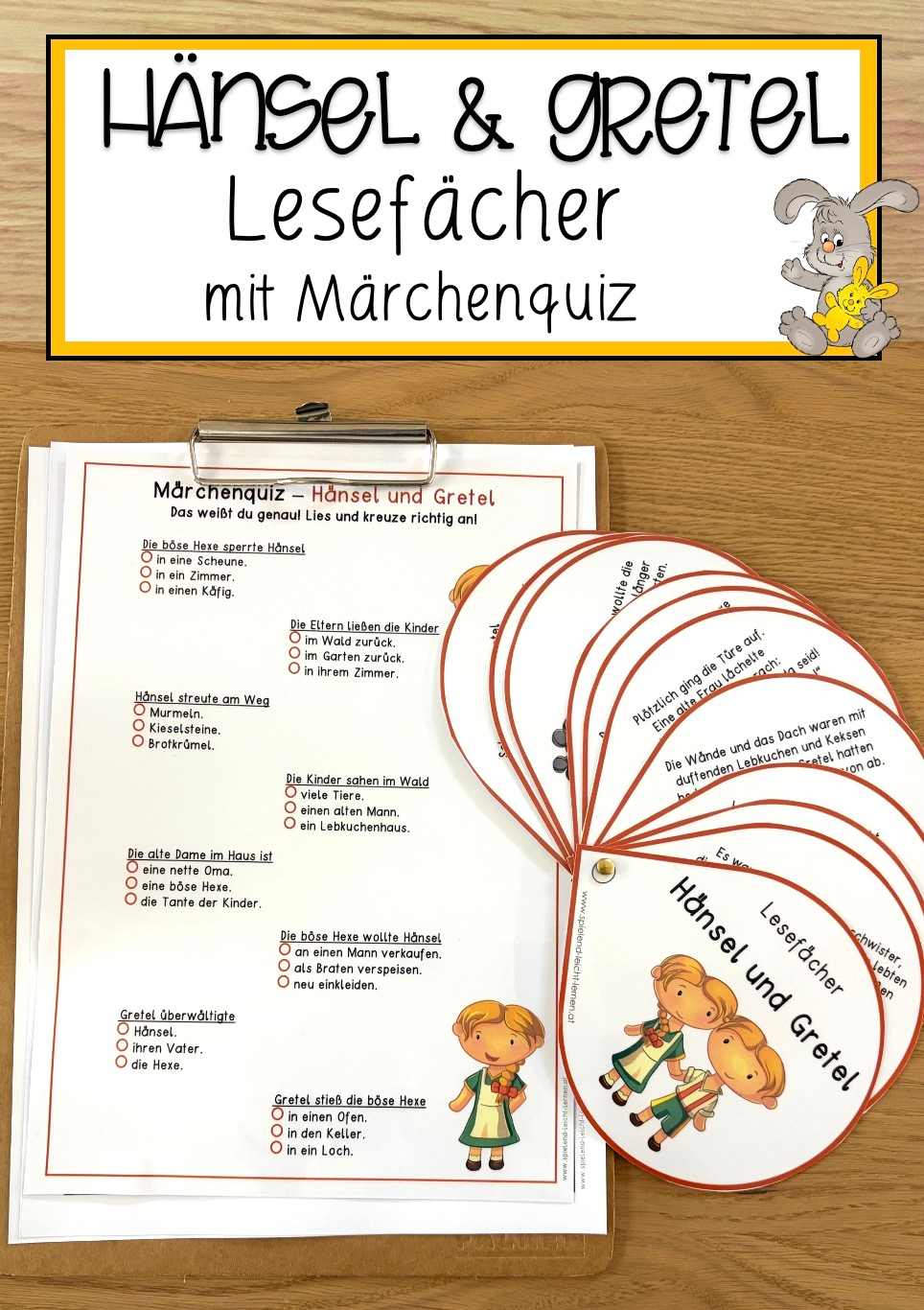 Hänsel und Gretel Lesefächer mit Märchenquiz – Unterrichtsmaterial im ...
