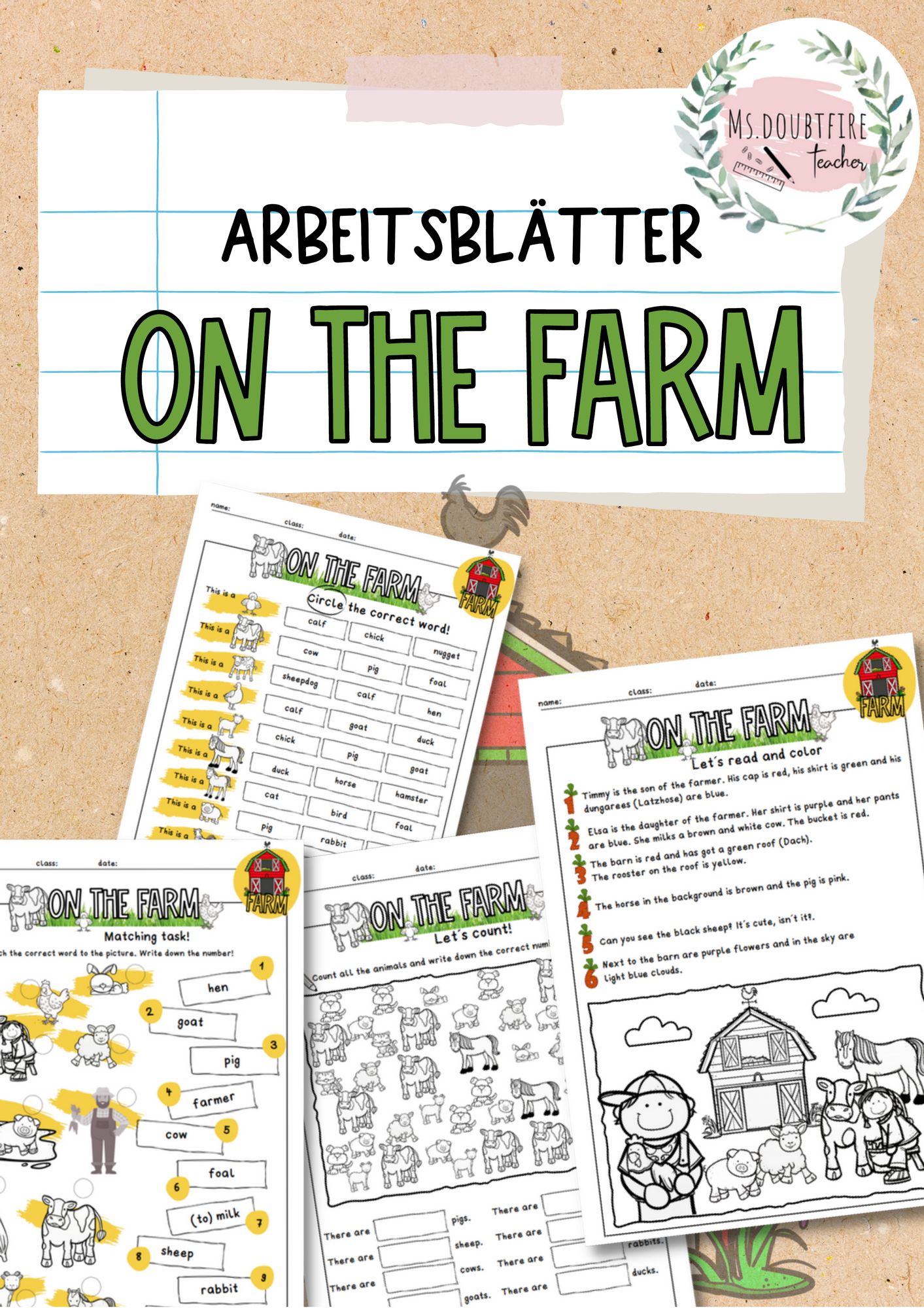On a farm: Schede di lavoro (Gli animali della fattoria) - Materiale ...