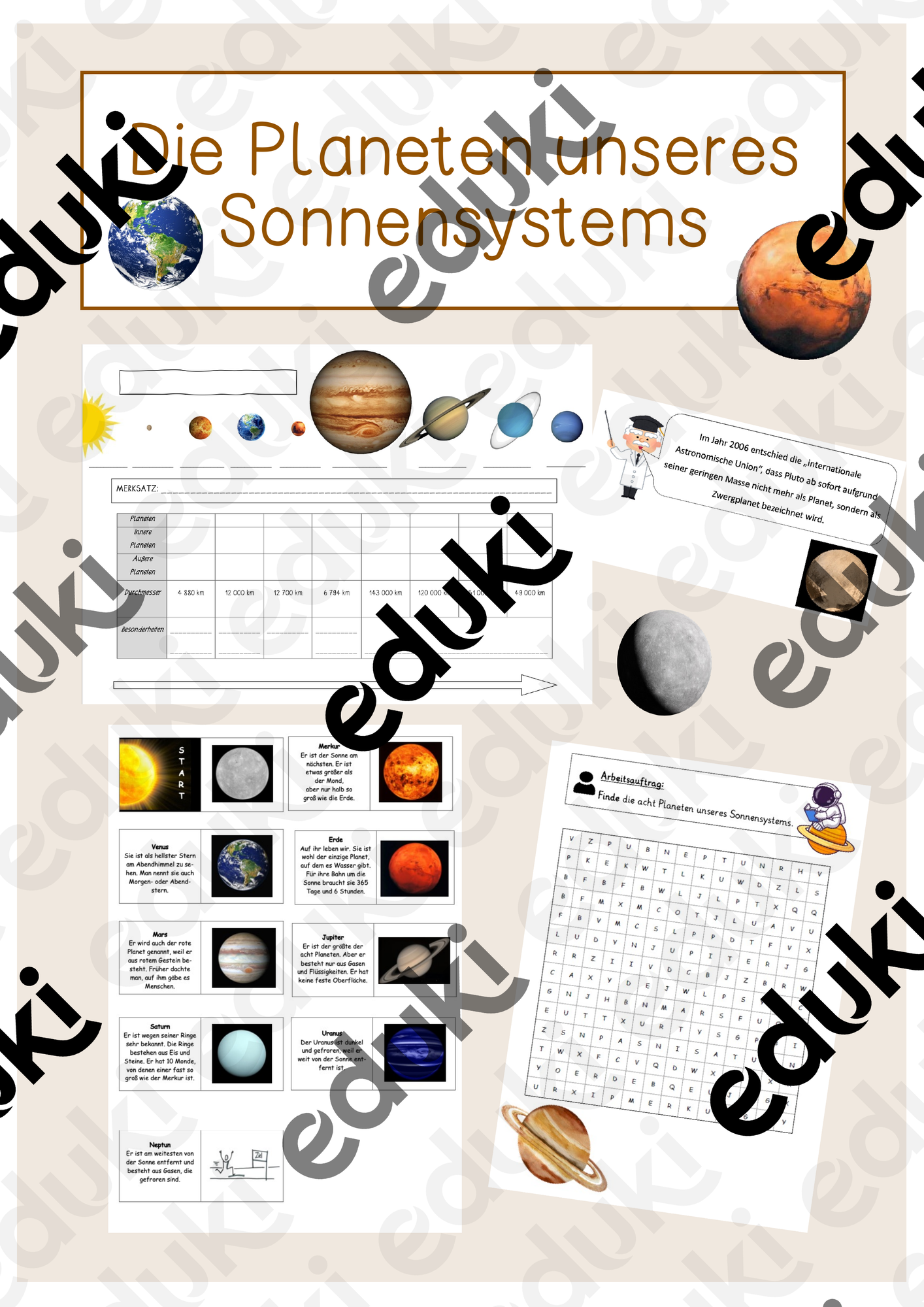Die Planeten unseres Sonnensystems – Unterrichtsmaterial im Fach Erdkunde