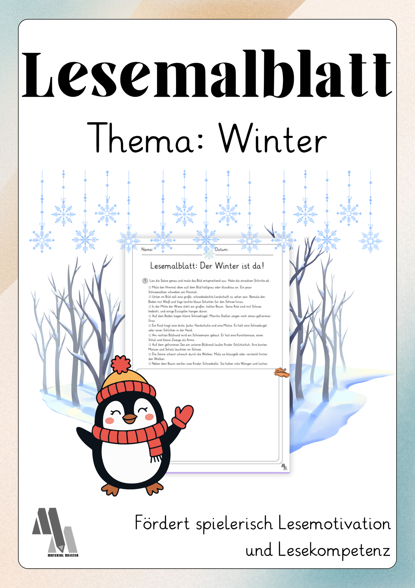 Lesemalblatt zum Winter / Leseförderung – Unterrichtsmaterial in den ...