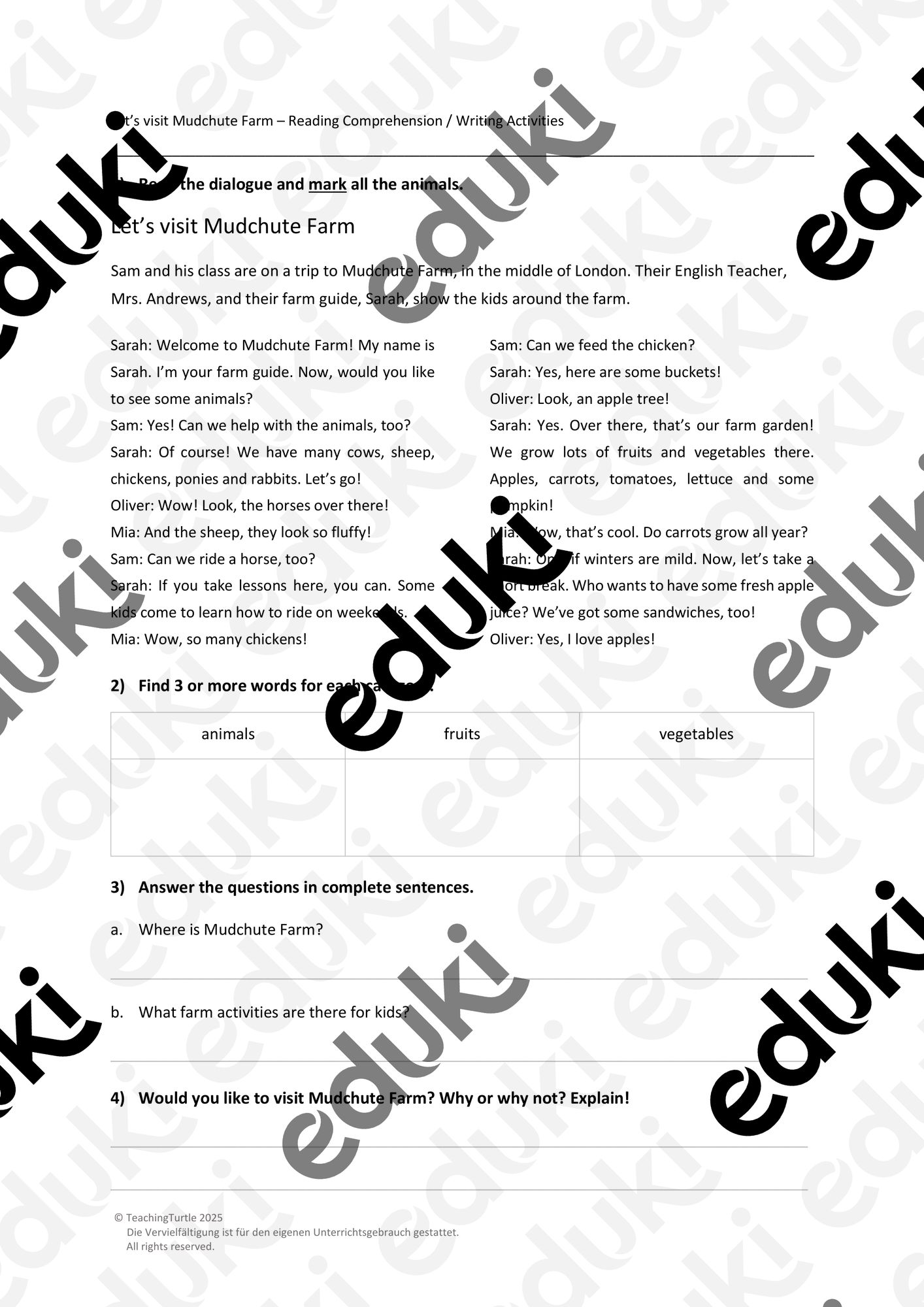 Bundle "Dialogues" – Reading Comprehension / Writing Activities ...