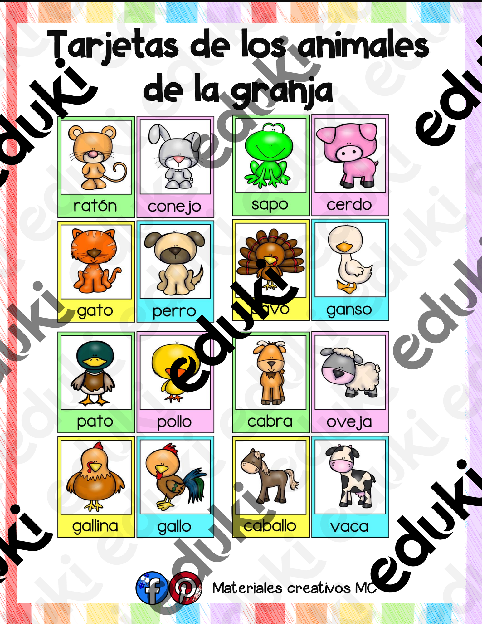 Tarjetas de los animales de la granja - material de la siguiente ...