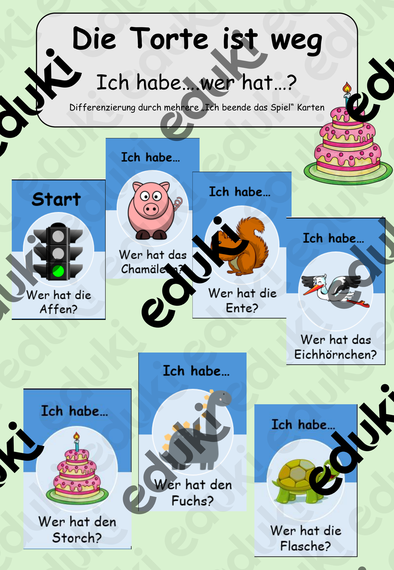 Die Torte ist weg: Ich habe...wer hat...? – Unterrichtsmaterial im Fach ...