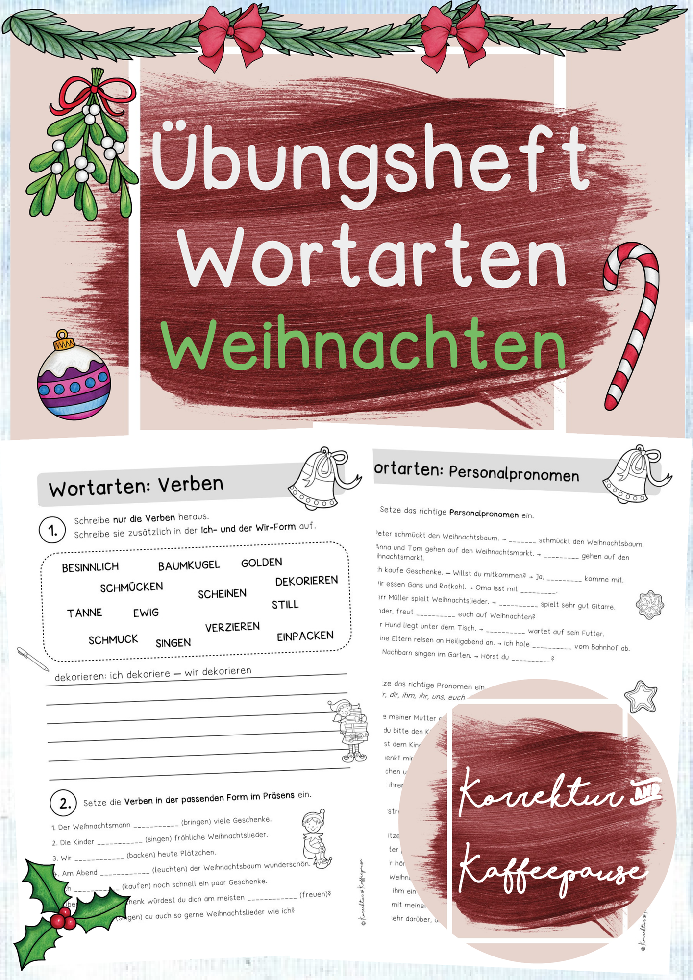 Weihnachten - Lerntheke / Übungsheft "Wortarten" + Lösungen - Nomen ...