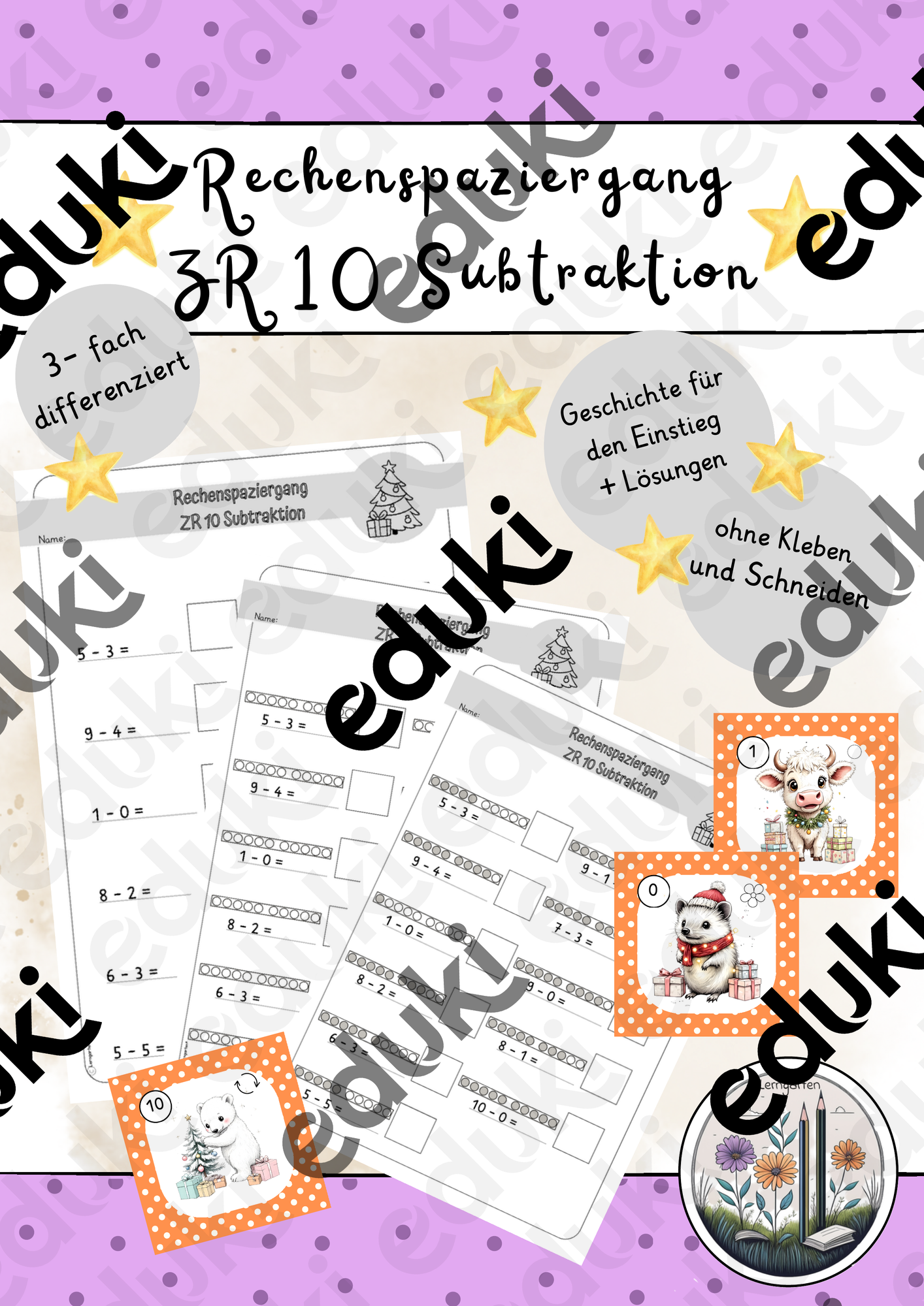 Rechenspaziergang Subtraktion ZR 10 Minus Klasse 1 Weihnachten ...