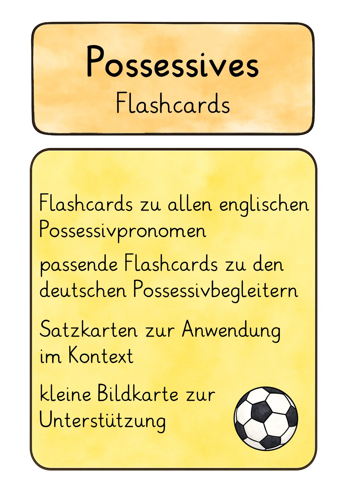 Possessives - word cards / worksheet / flashcards – Unterrichtsmaterial ...