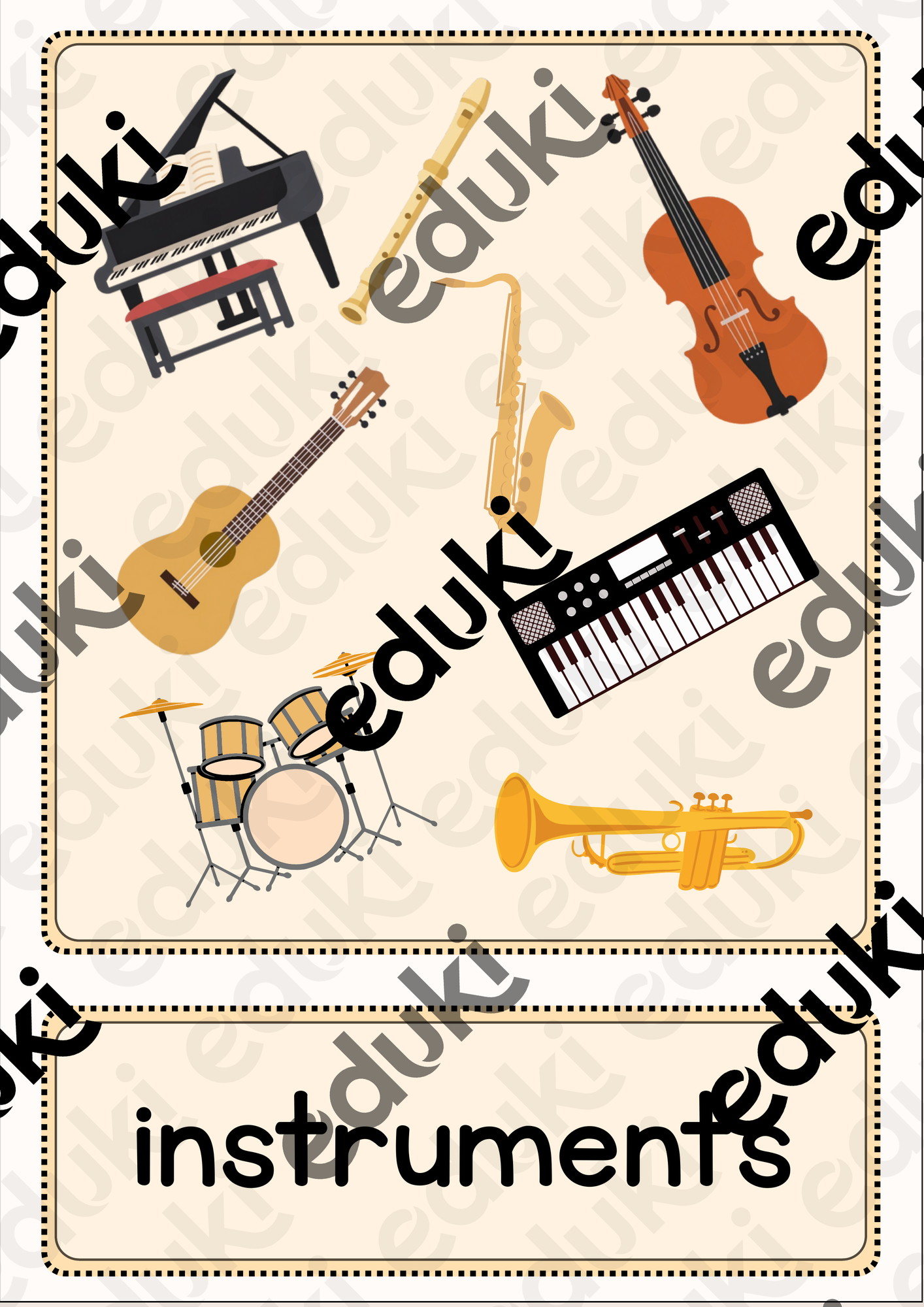 Instruments - word cards, flashcards – Unterrichtsmaterial im Fach Englisch