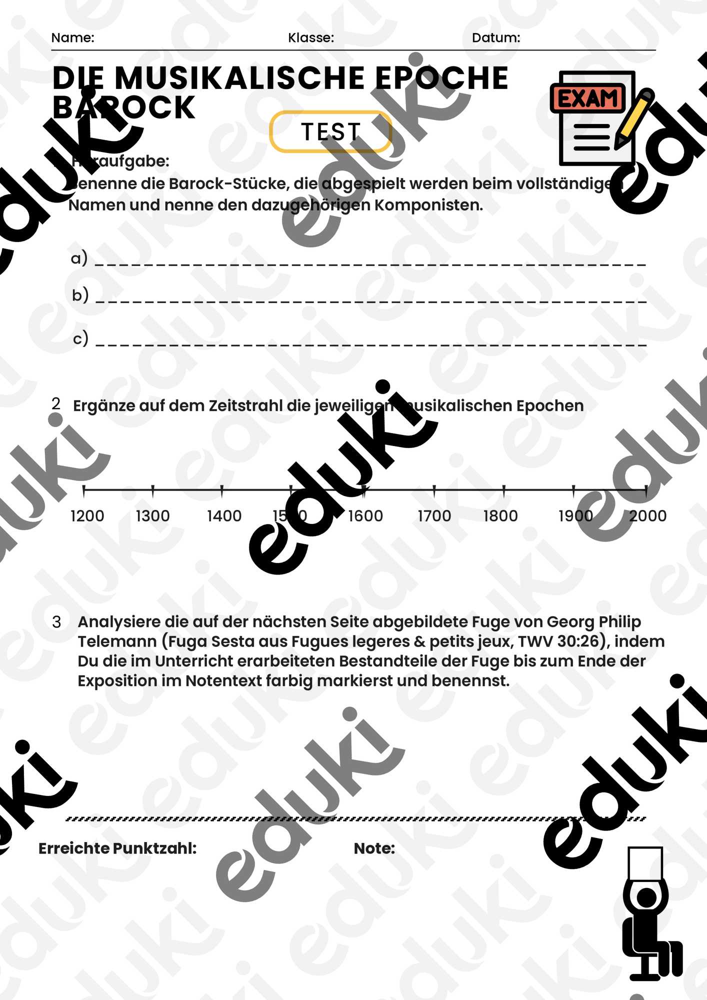 Musik Test über Fuge, Barockmusik, Epochen mit Lösungen ...