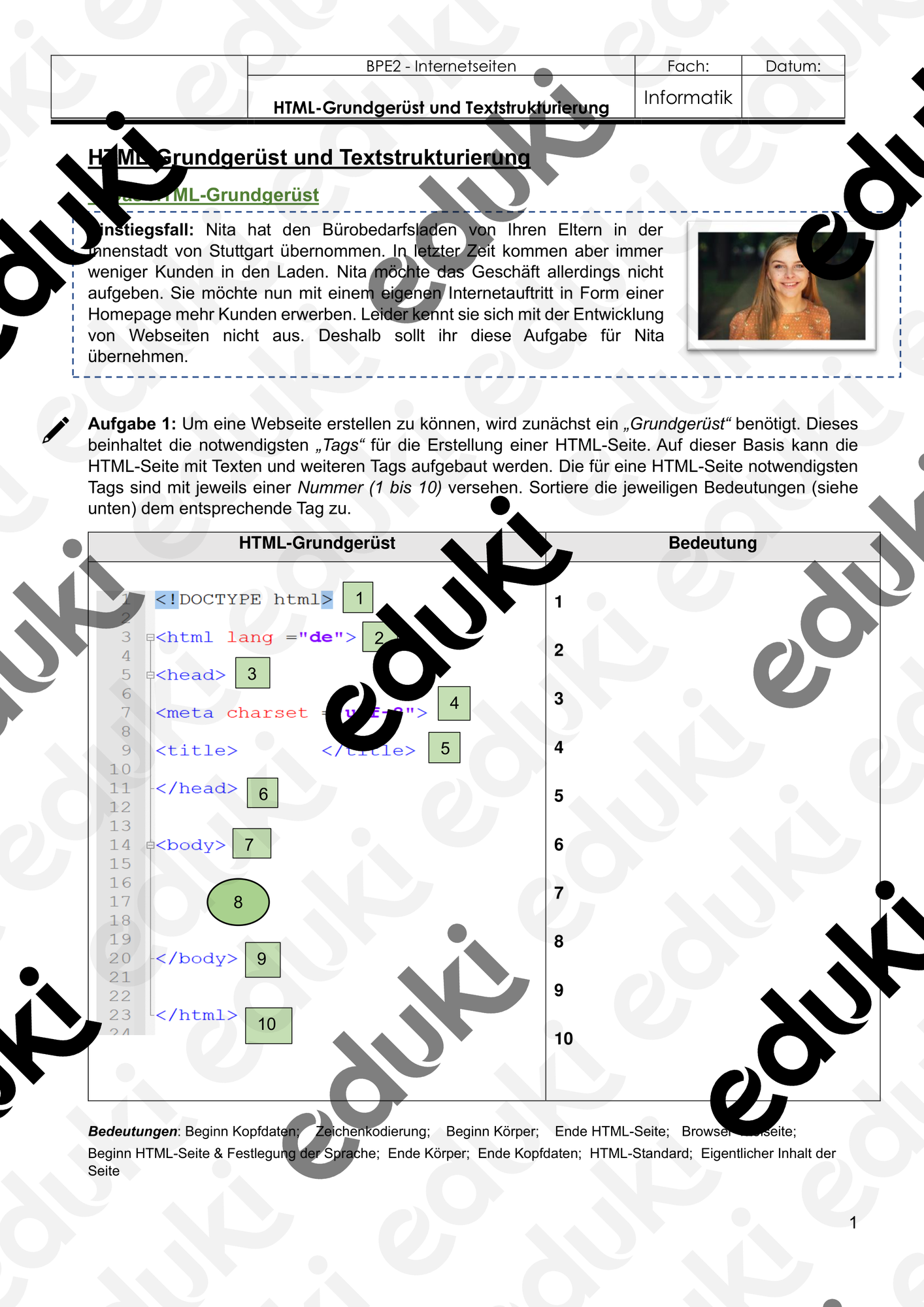 HTML- Einstieg in HTML – Unterrichtsmaterial im Fach Informatik & ITG