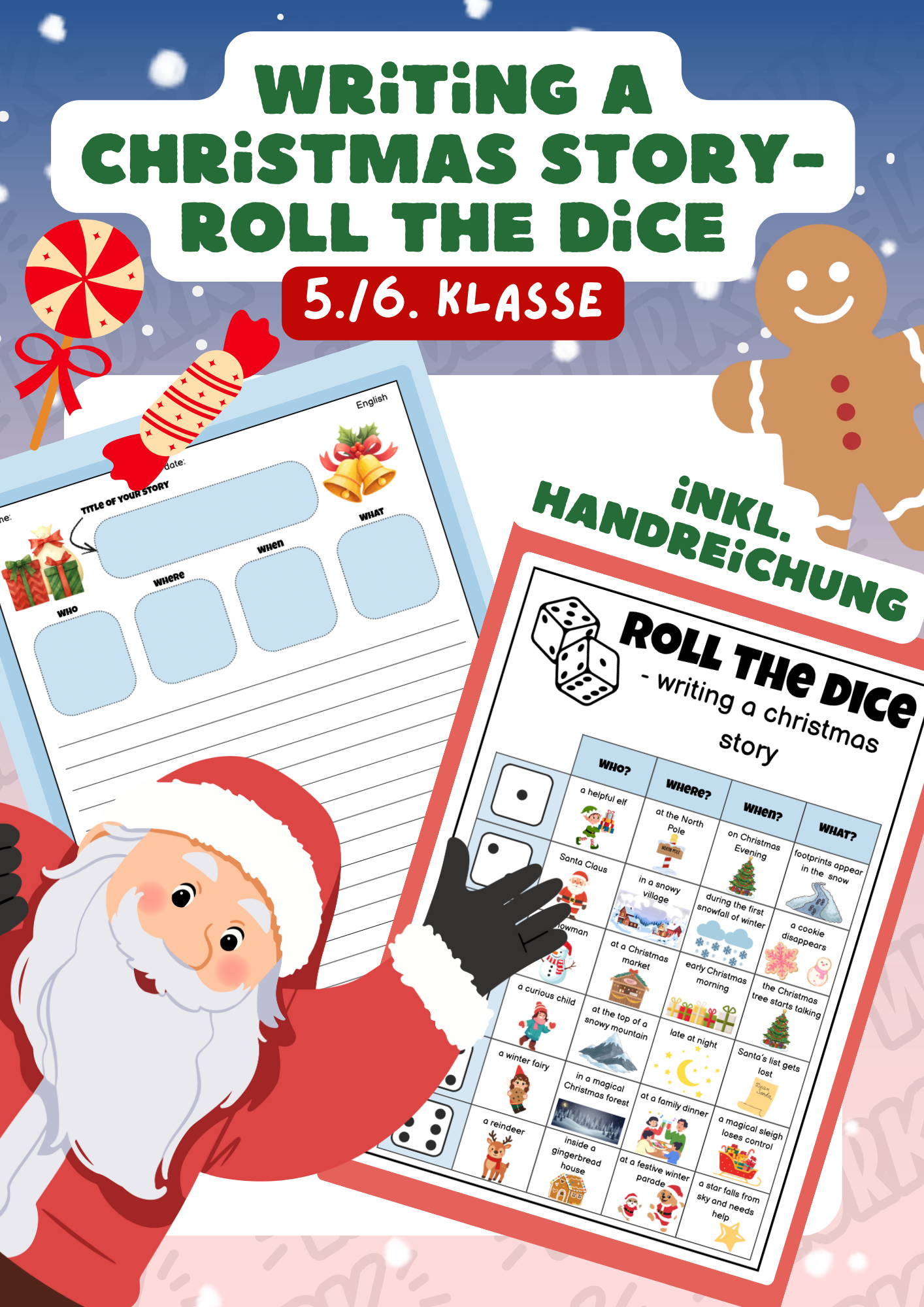 Writing a Christmas Story- Roll the dice | Englisch, 5.-6. Klasse ...