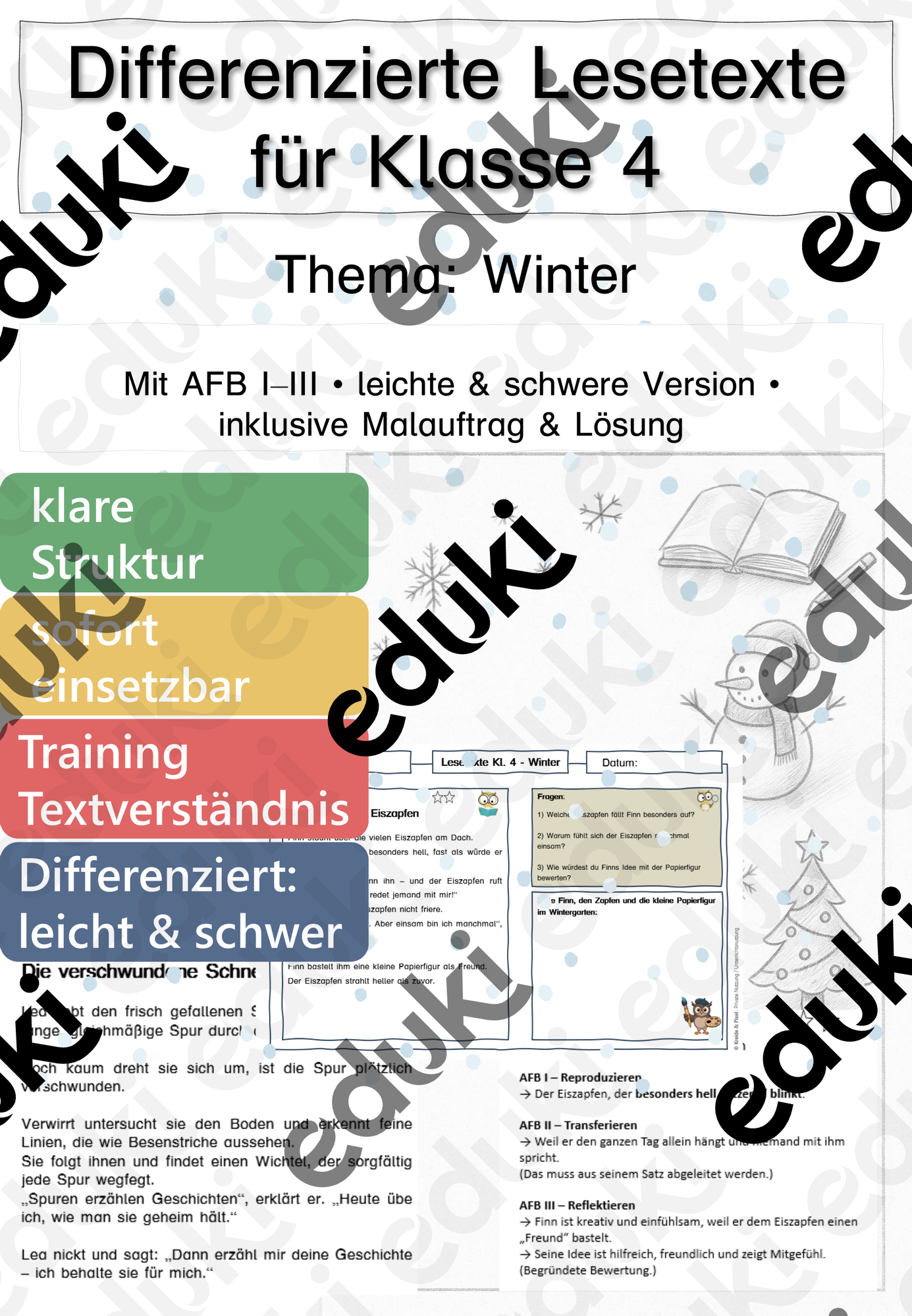 Materialpaket Winter – Klasse 4 | Lesetexte zu Nikolaus, Advent ...