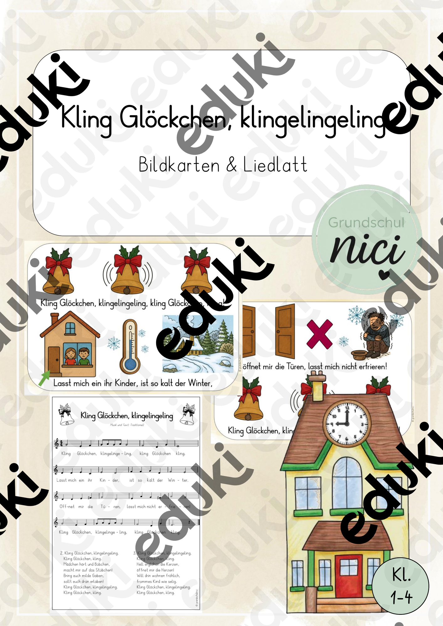 Kling Glöckchen, klingelingeling - Bildkarten und Liedblatt ...
