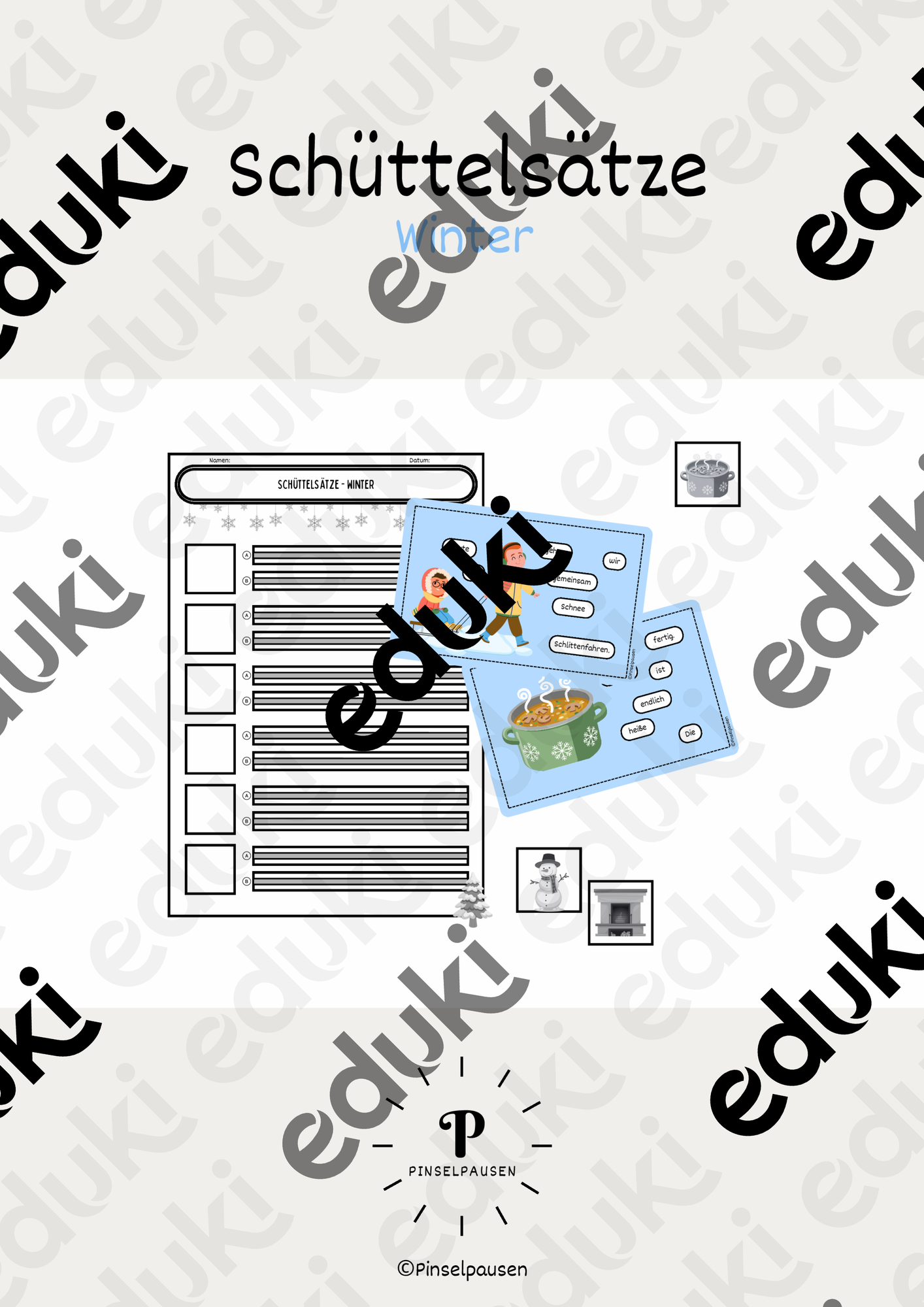 Schüttelsätze bilden - Winter – Unterrichtsmaterial im Fach Deutsch