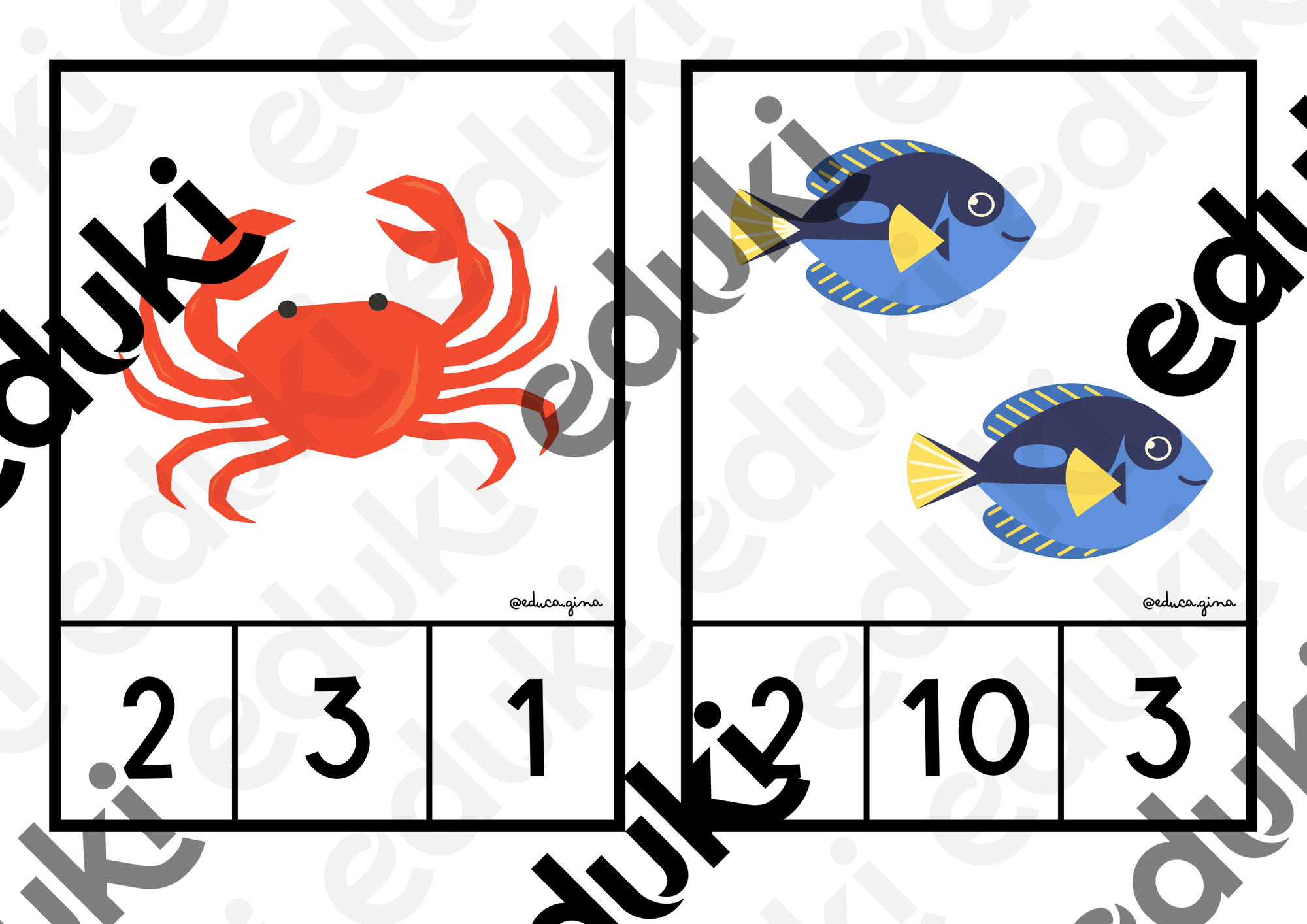 Animales acuáticos - LOS NÚMEROS - material didáctico de las ...