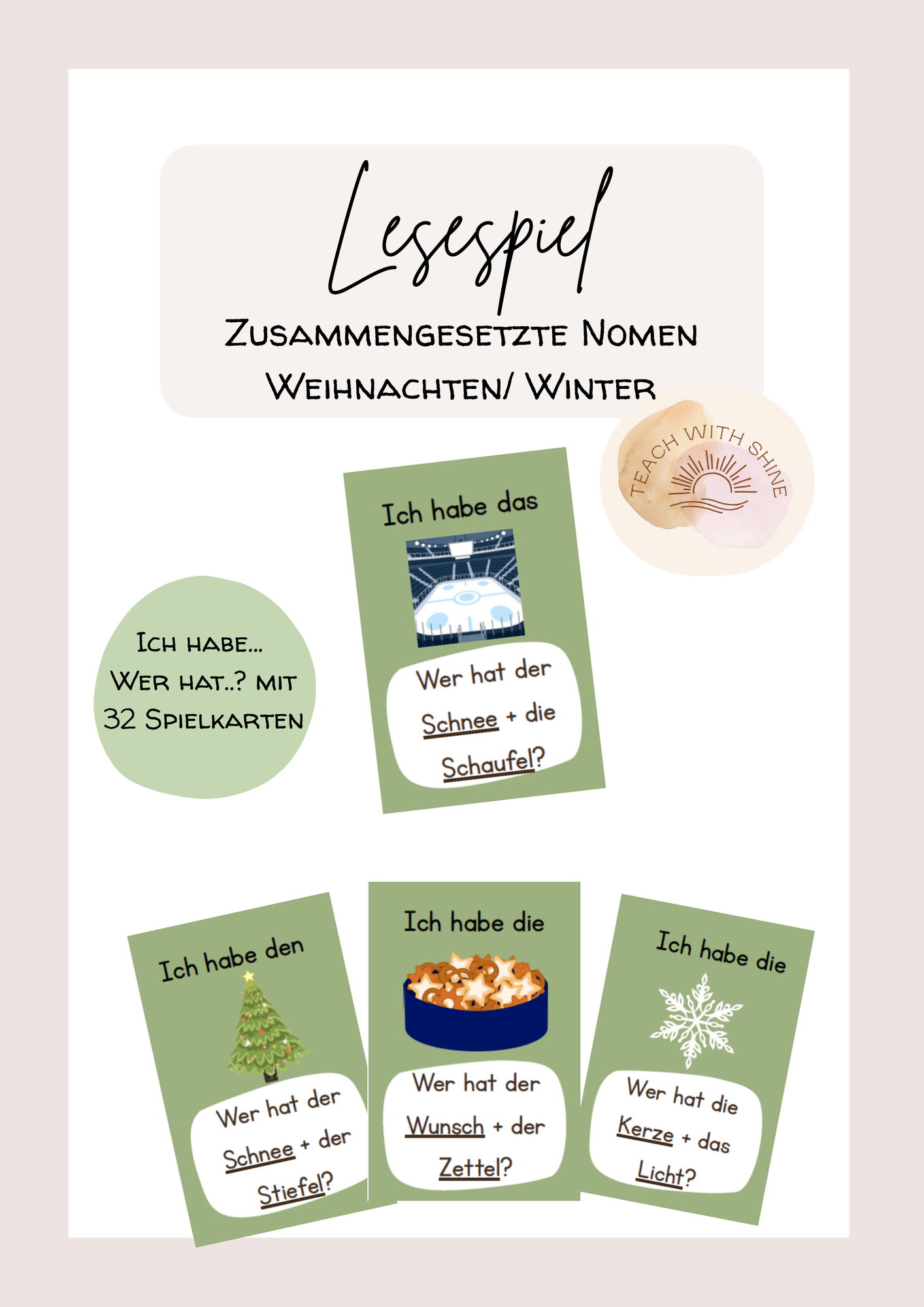 Lesespiel: Zusammengesetzte Nomen-Weihnachten/Winter ...