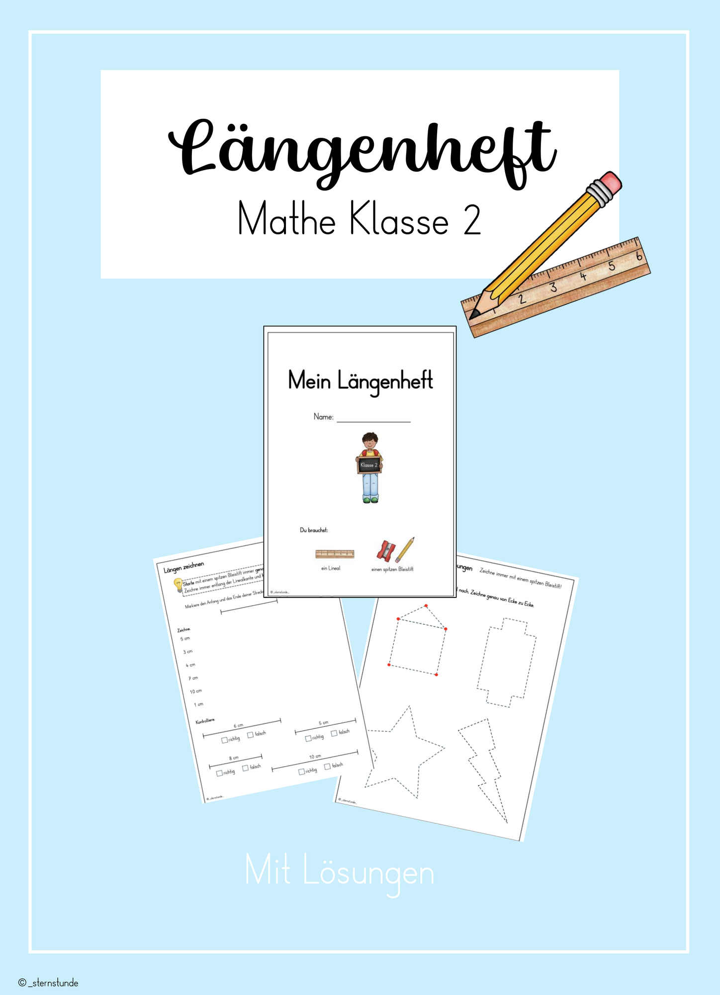 Längen-Heft Klasse 2 (Zeichnen mit Lineal) – Unterrichtsmaterial im ...