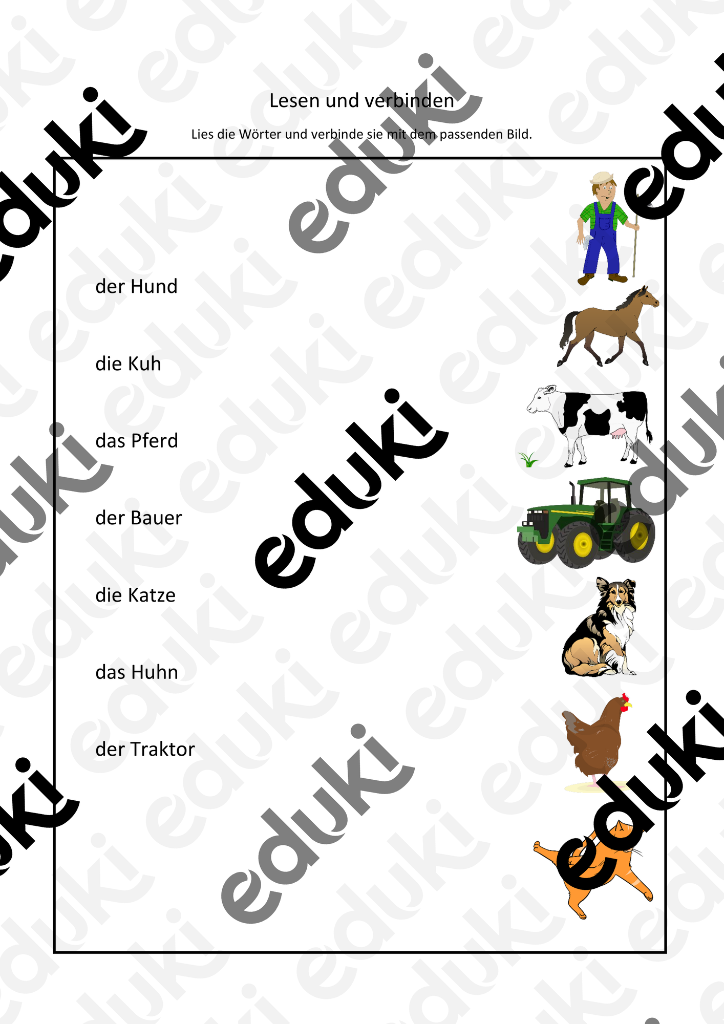 Lesen und Verbinden Bauernhof und Tiere – Unterrichtsmaterial im Fach ...