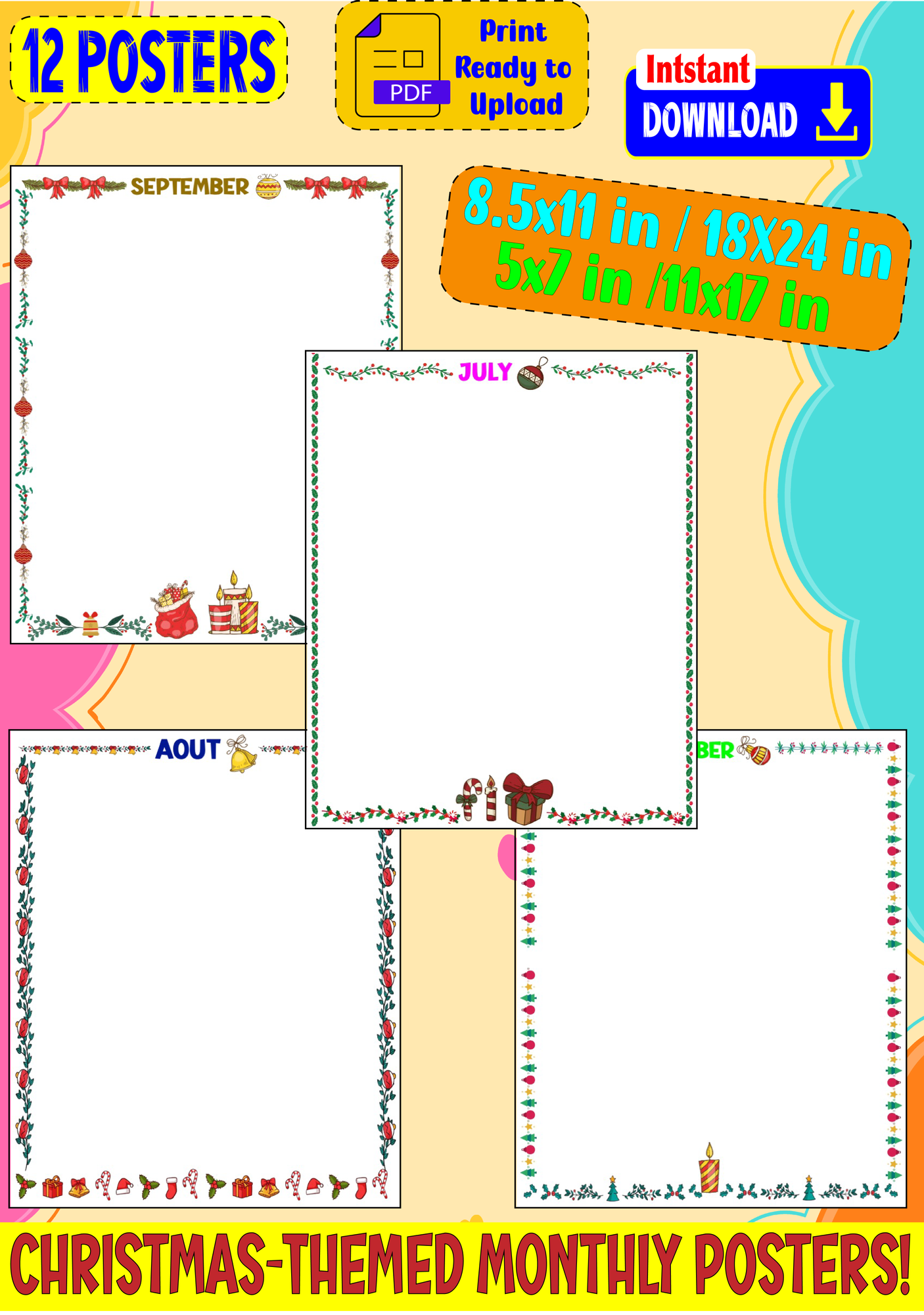 Christmas-Themed Monthly Posters! - Ressource pédagogique pour les ...