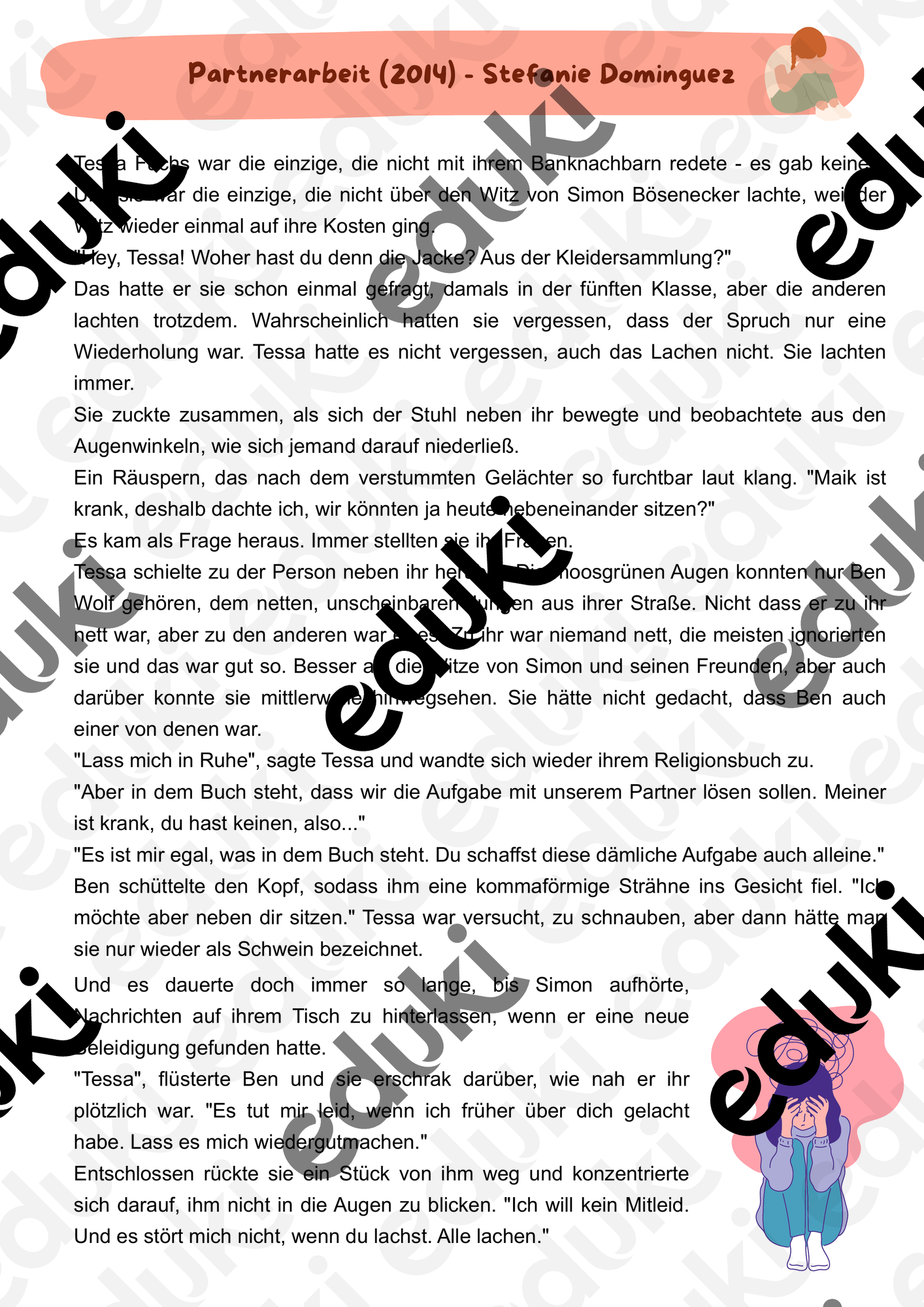 Kurzgeschichte Partnerarbeit mit Formulierungshilfen ...